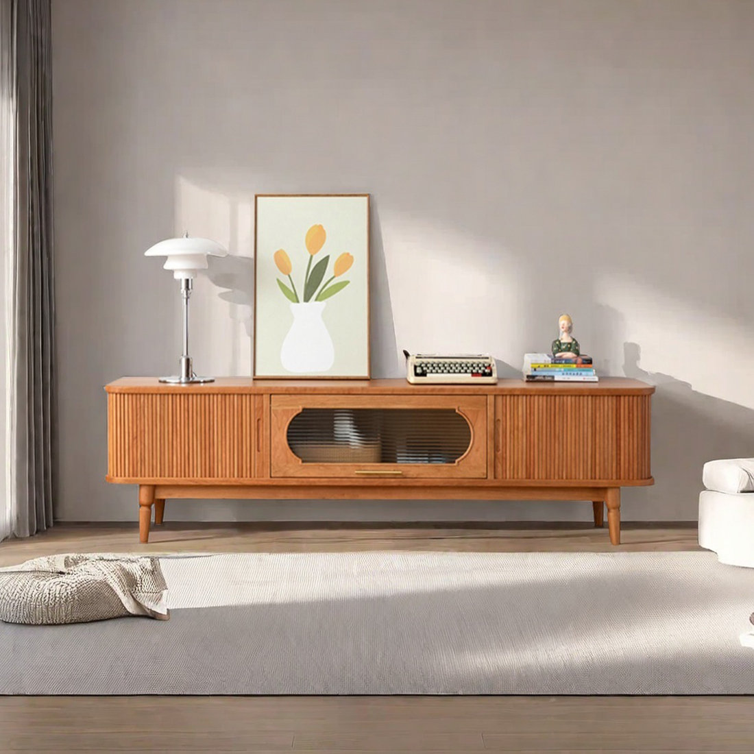 The Invincibles home Retro Style Cherry Wood TV Stand | Wayfair