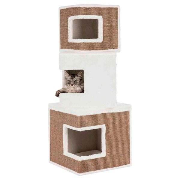 TRIXIE Lilo 48.4" Cat Tower, Plush & Sisal 3-Story Cat Condo, Removable ...