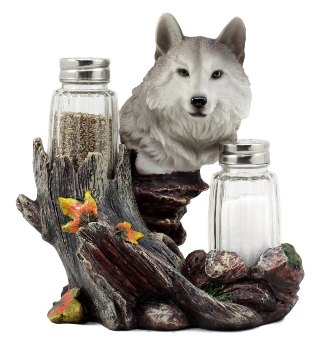 Loon Peak® Jaxston Full Moon Lone Alpha Wolf Glass Salt and Pepper ...