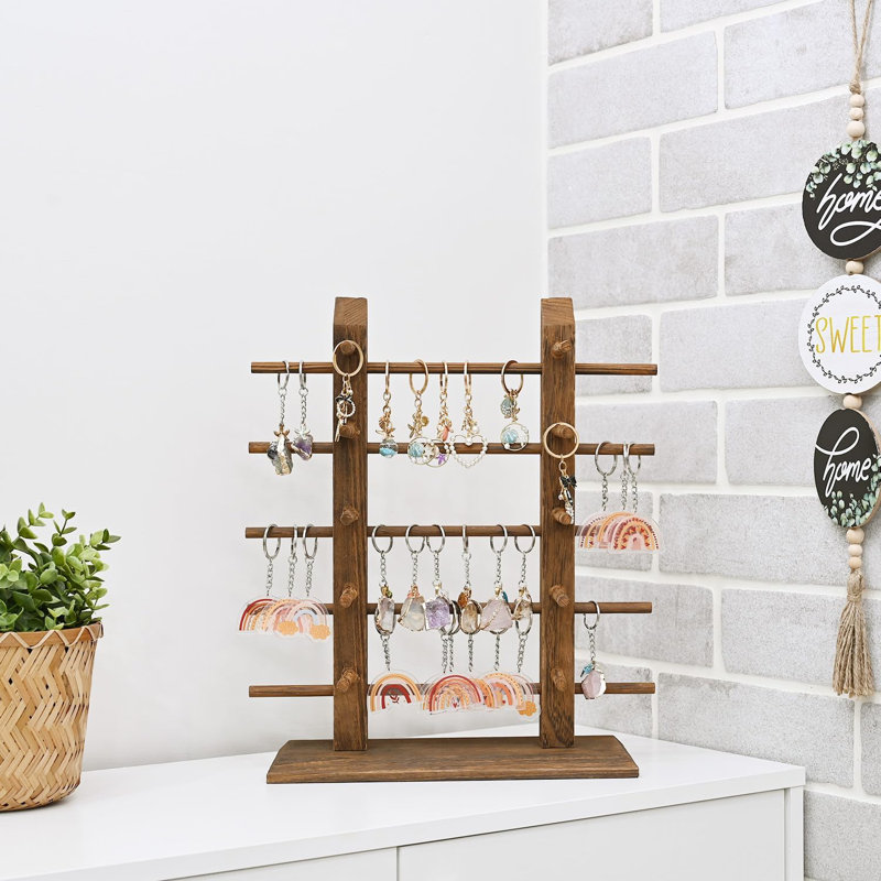 Gracie Oaks Wooden Sunglasses Rack Organizer, 10 Pairs Eyewear Display ...