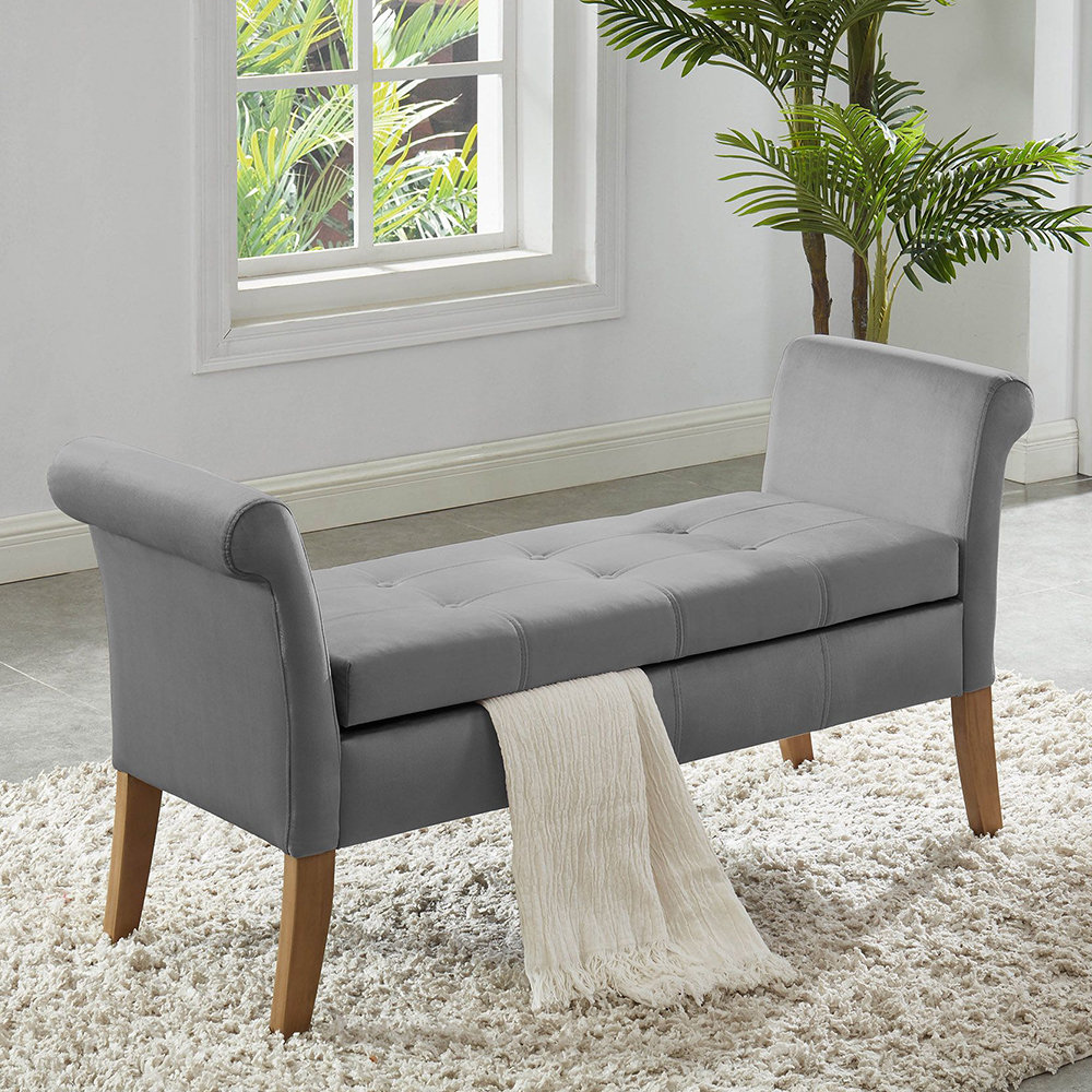 Inbox Zero Mynika Grey Bench With Storage - Wayfair Canada
