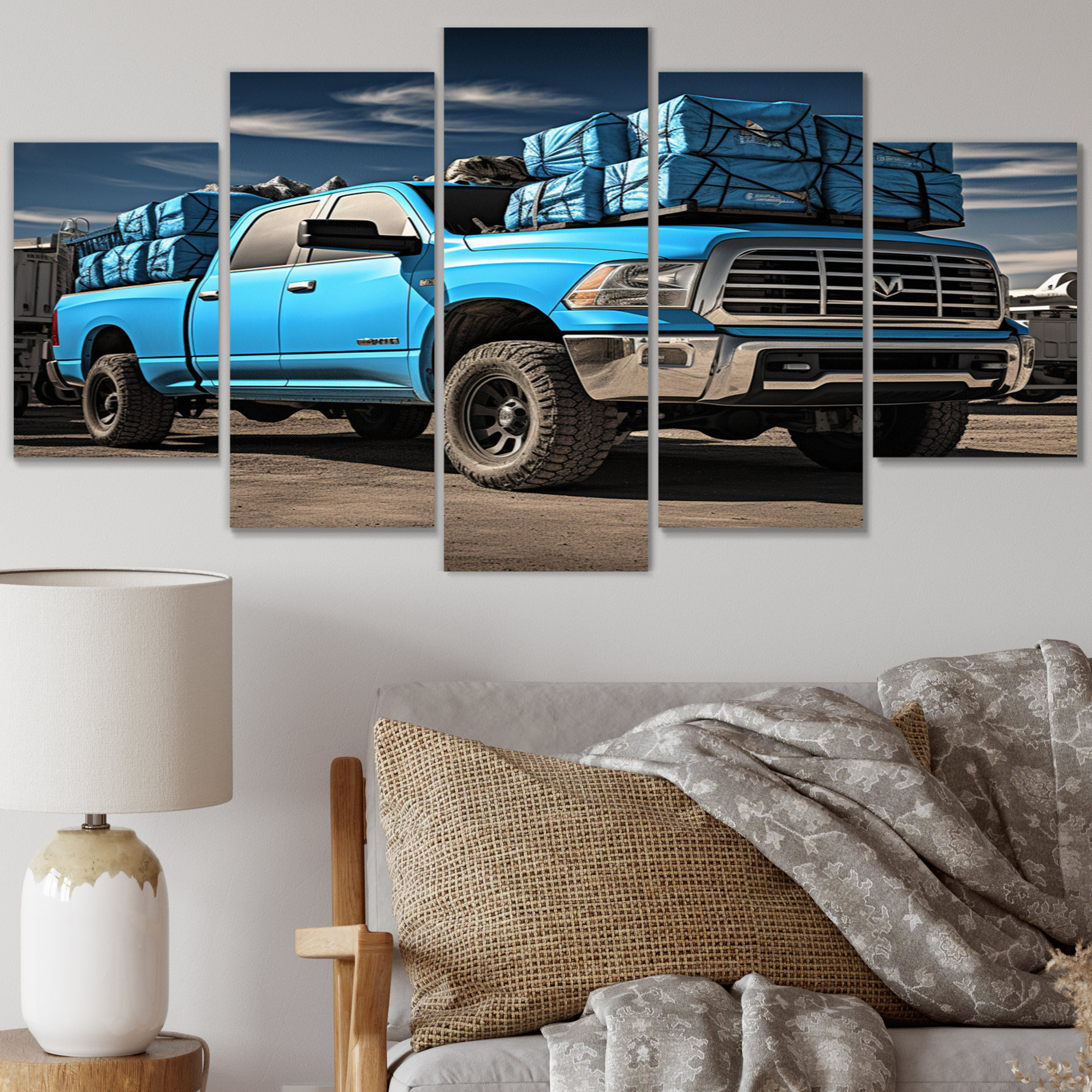 Ebern Designs Teal Pickup Truck Cargo Carrier - Transportation Wall ...