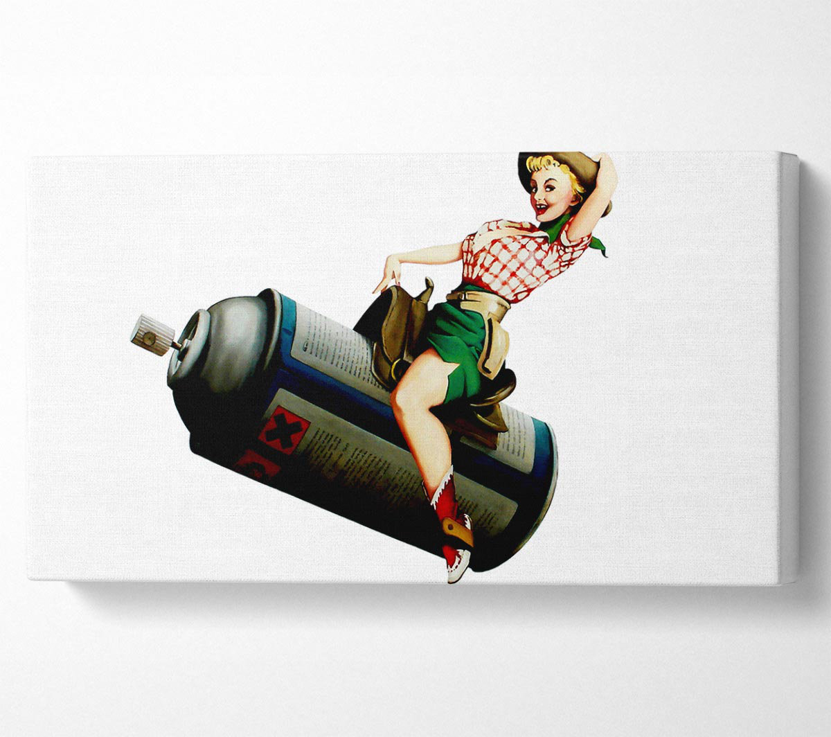 Happy Larry Spray Can Cowgirl Wide - Wrapped Canvas Art Prints ...
