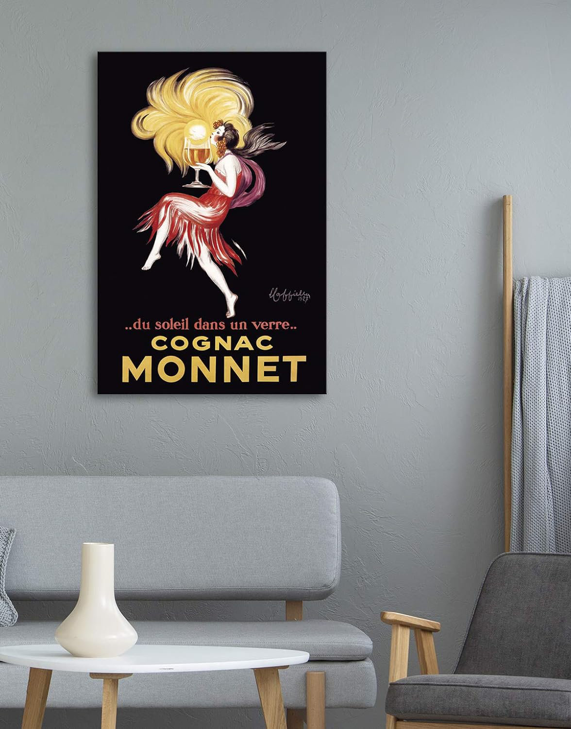 IDEA4WALL Classic Vintage Wine Advertisement Monnet Cognac On Canvas ...