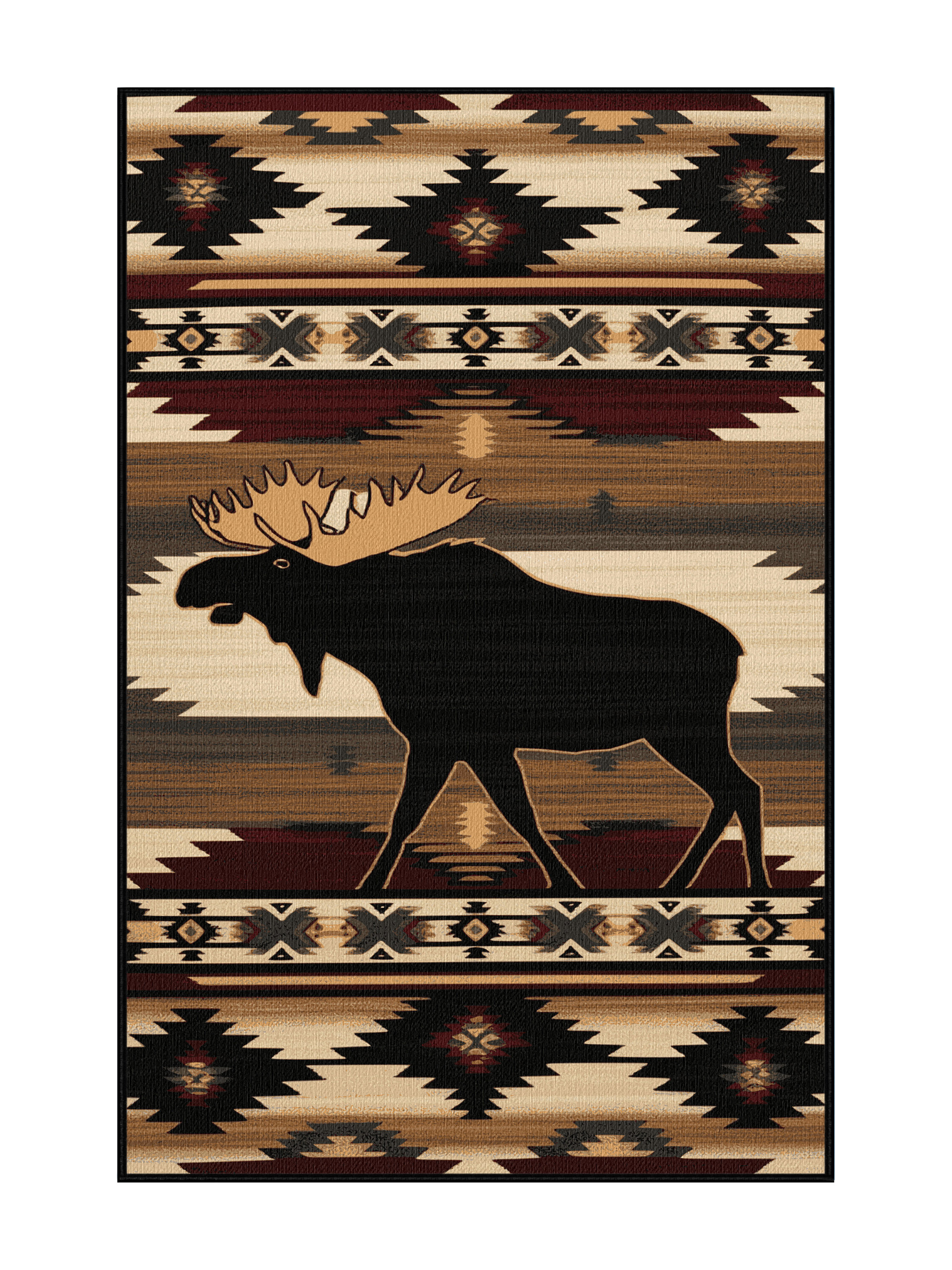 Foundry Select Washable Moose Southwestern Area Rug | Wayfair