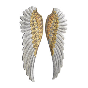 Trinx Wooden Carved Angel Wings Bird Gold Wall Decor with Gold Accents ...