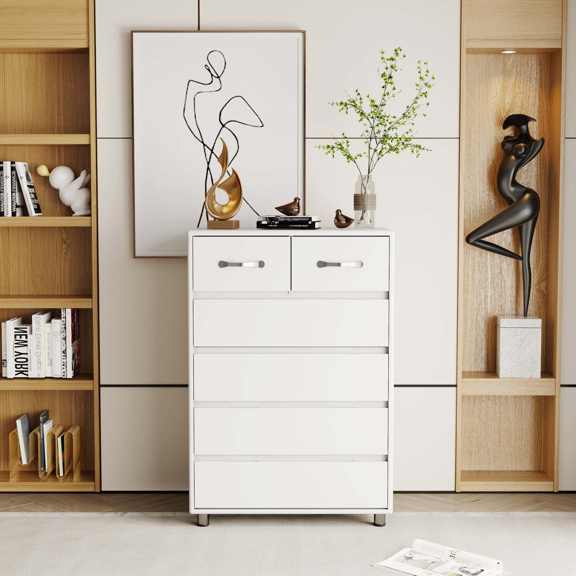 Latitude Run® Six Drawers Side Table Easy to Clean Simple Design ...