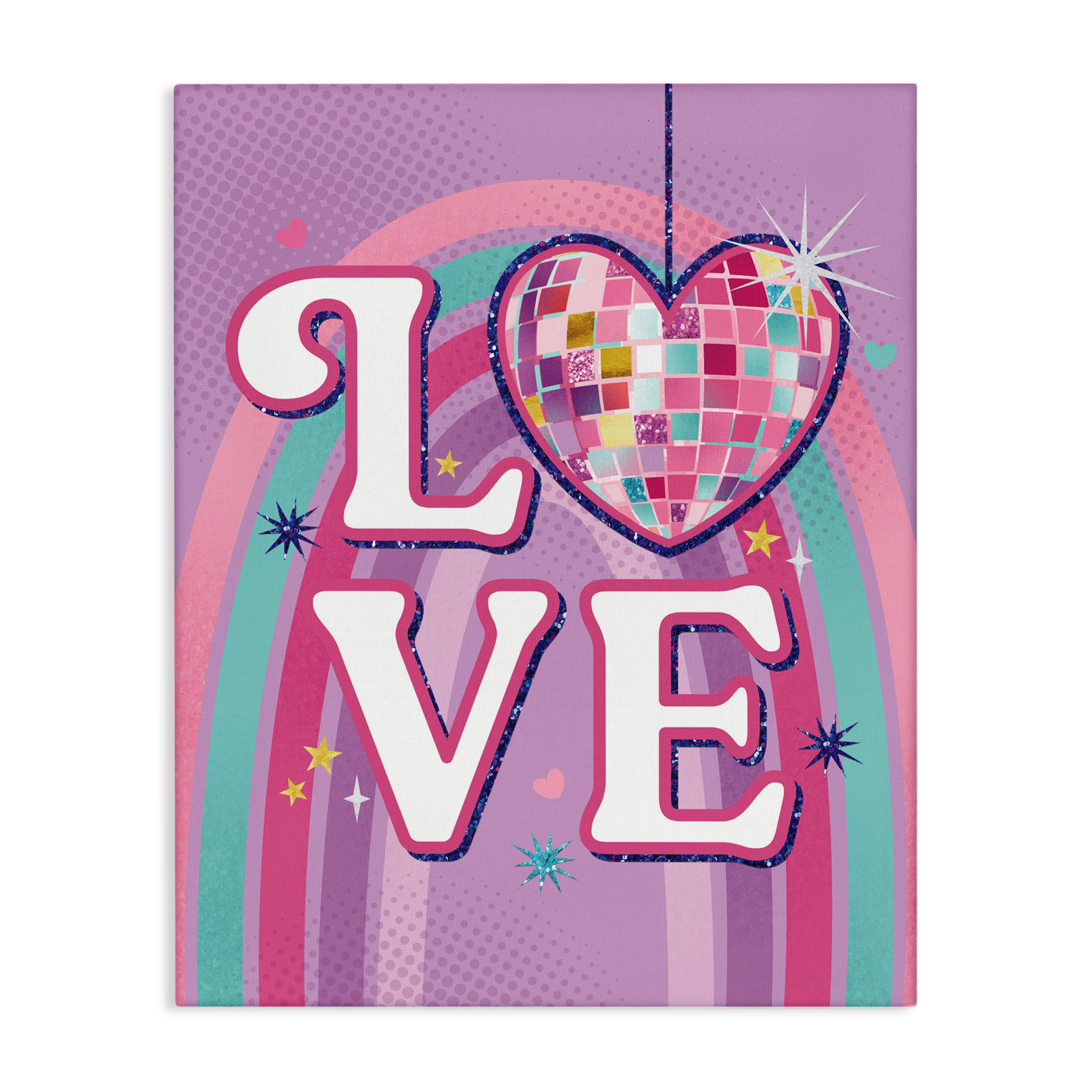 Dakota Fields Love Disco Heart Rainbow Canvas, design by Courtney ...