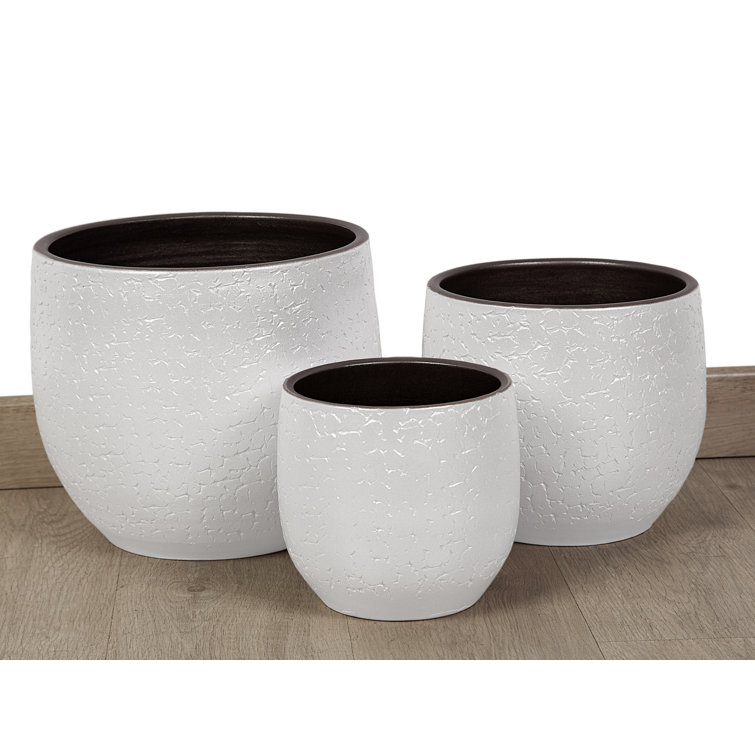 Latitude Run Set 3 White Ceramic Pots | Wayfair.co.uk