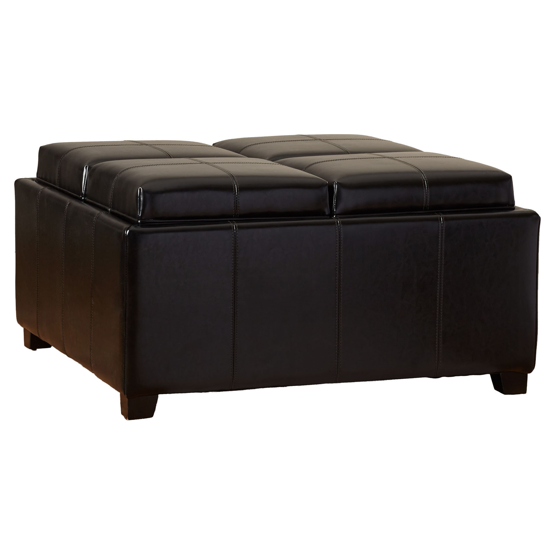 Latitude Run® Jaymee-Lynn 35" Wide Faux Leather Square Ottoman with Storage & Reviews | Wayfair