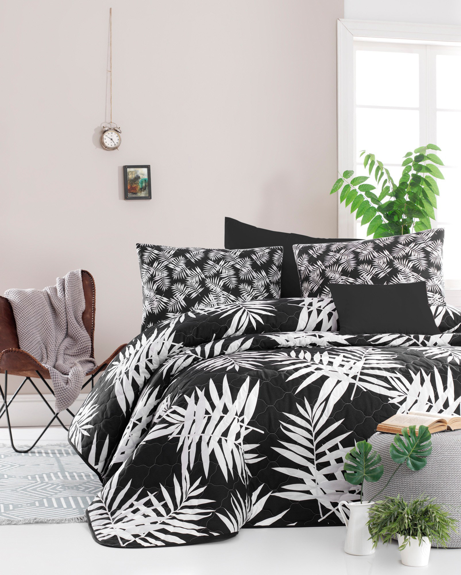 Asir Group INC Vonda Black/White 100% Cotton 3 Piece Coverlet ...