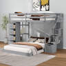 Ebern Designs Twin Over Full Bunk Bed With 3-Layer Shelves,Wood Loft ...