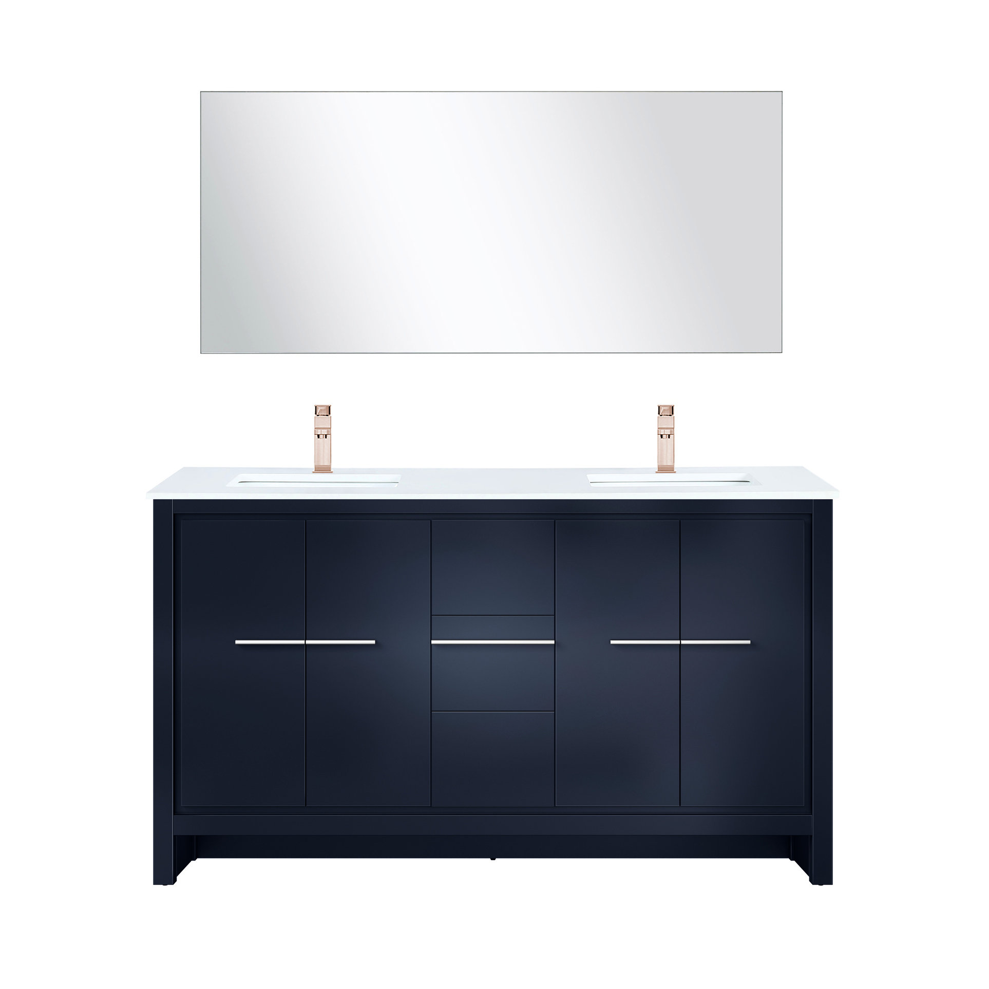 Hokku Designs 60" X 20" Navy Blue Bathroom Vanity With Cultured Marble ...