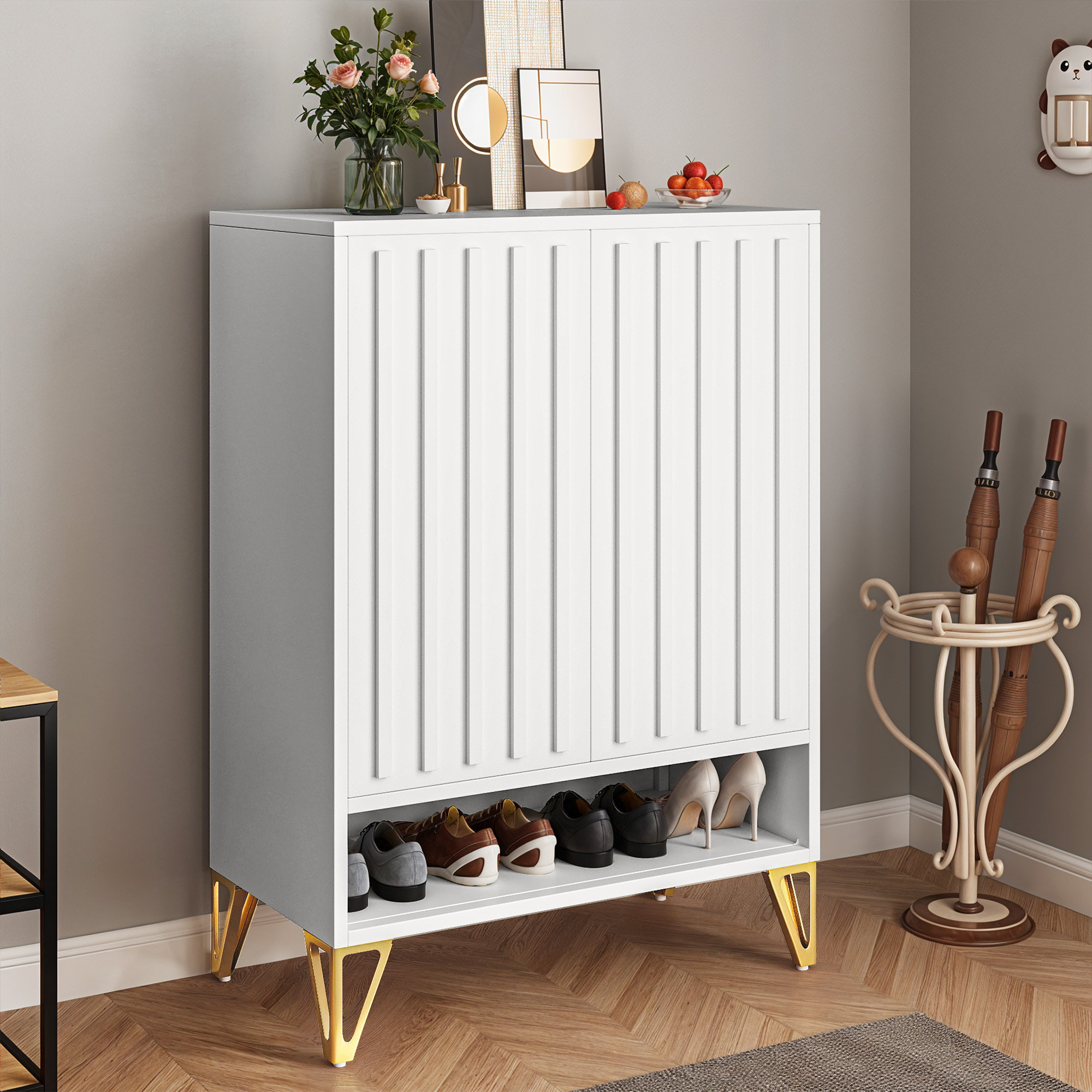 Mercer41 5-Tier Steel Shoe Storage Cabinet With Adjustable Shelves ...