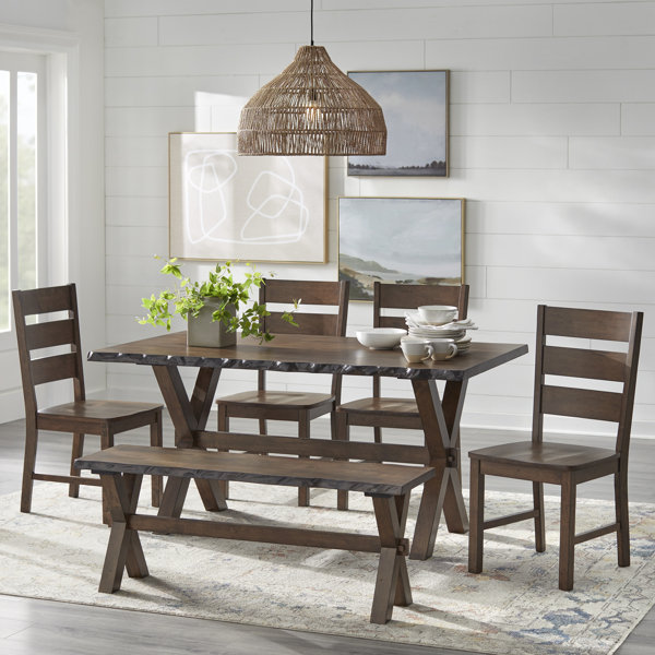 Millwood Pines Willilams 6 - Piece Solid Wood Trestle Dining Set ...