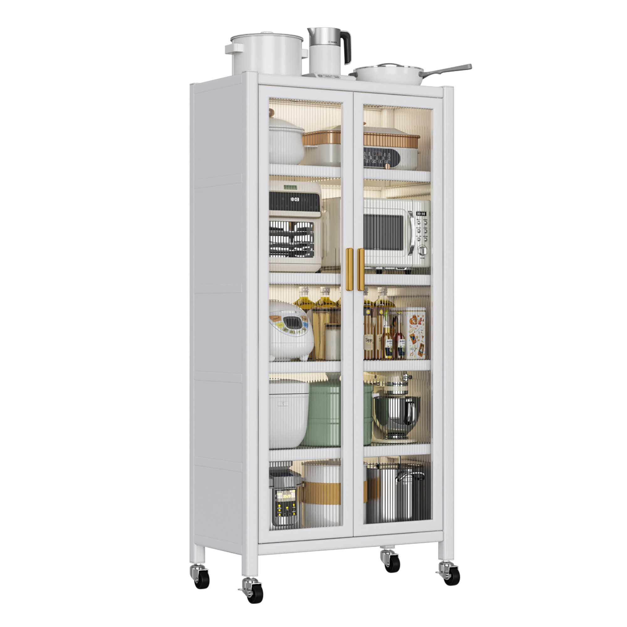 Ivy Bronx Open-Door Kitchen Shelving Floor-To-Ceiling Multilevel ...
