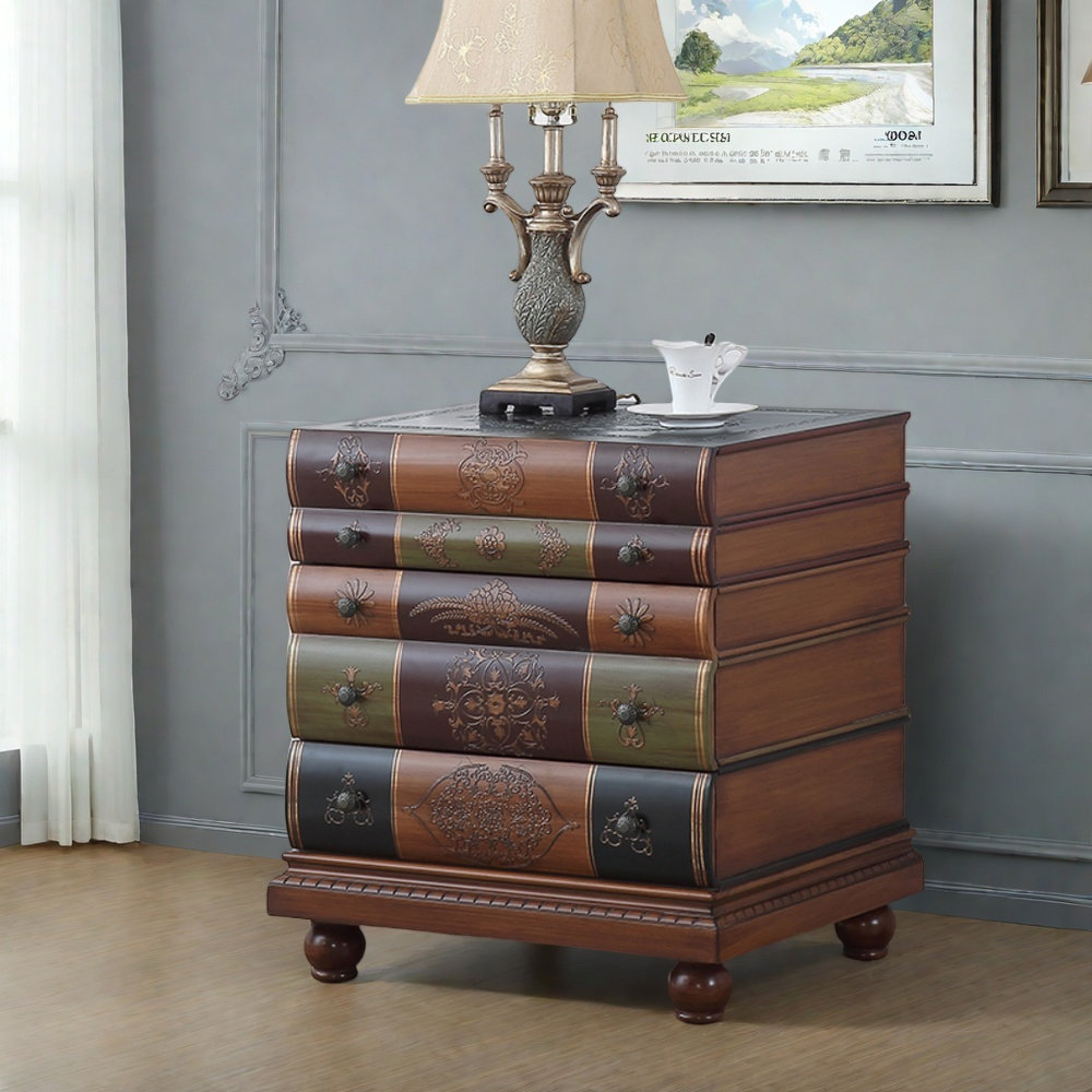 NICECABINET Retro Country Painted Book Wooden Accent Chests | Wayfair