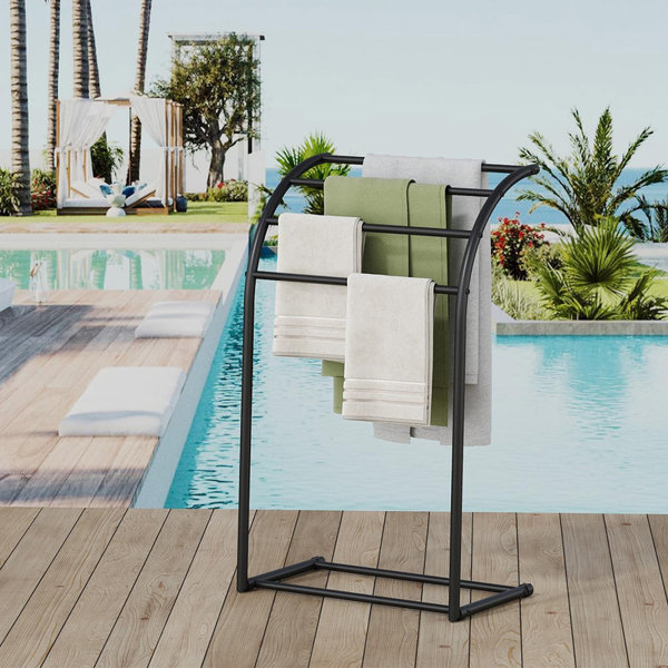 JASODI 40 Inch Free Standing Towel Rack, 4 Tier Pool Towel Stand ...