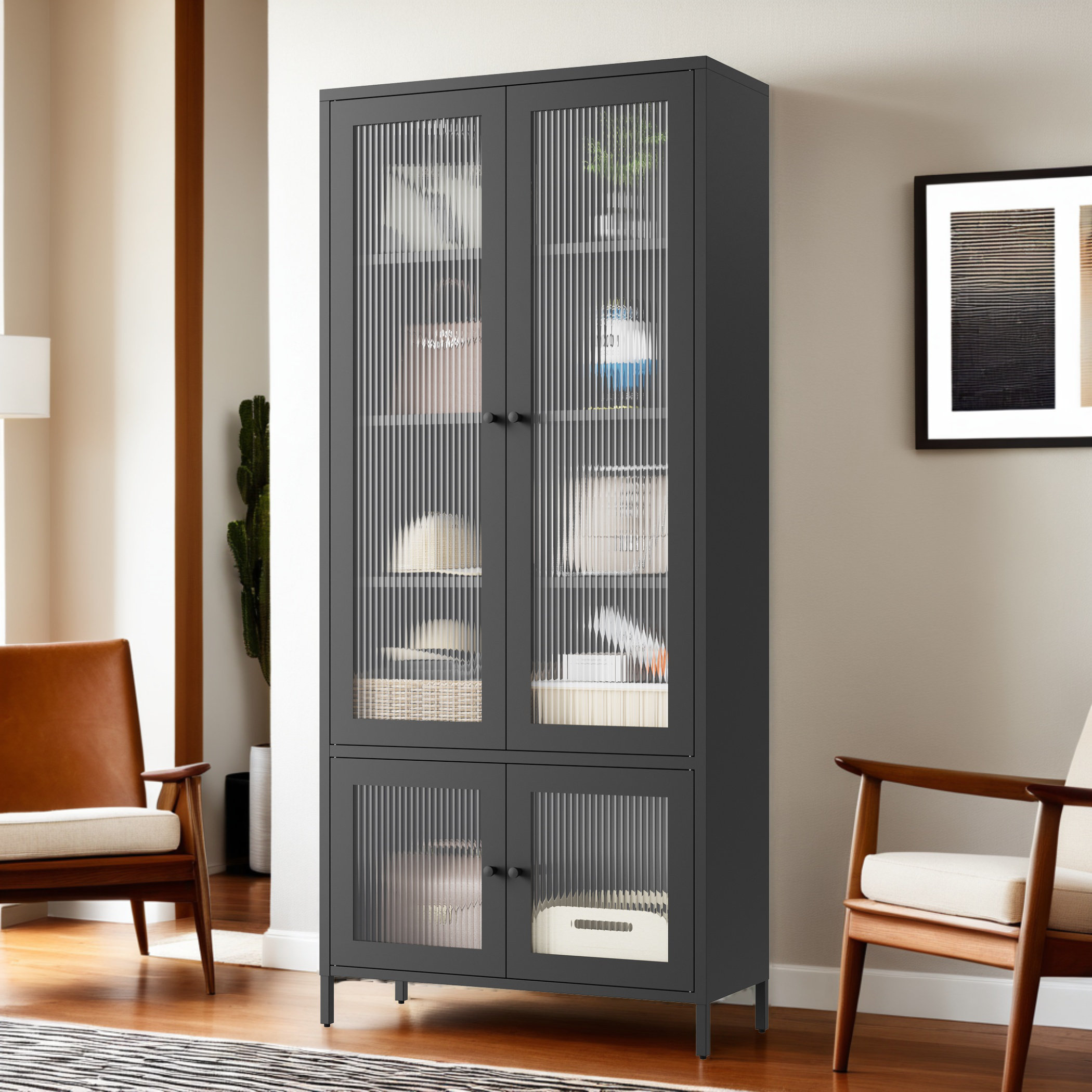 Ebern Designs Large Metal Storage Cabinet Display Cabinet | Wayfair
