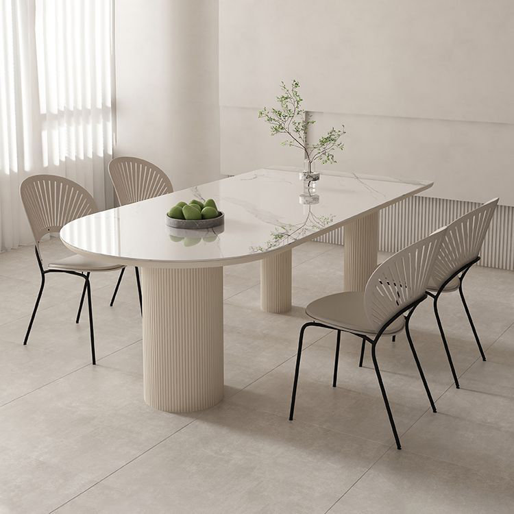 Orren Ellis Lexly Pedestal Modern Cream Color Dining Table, Roman ...