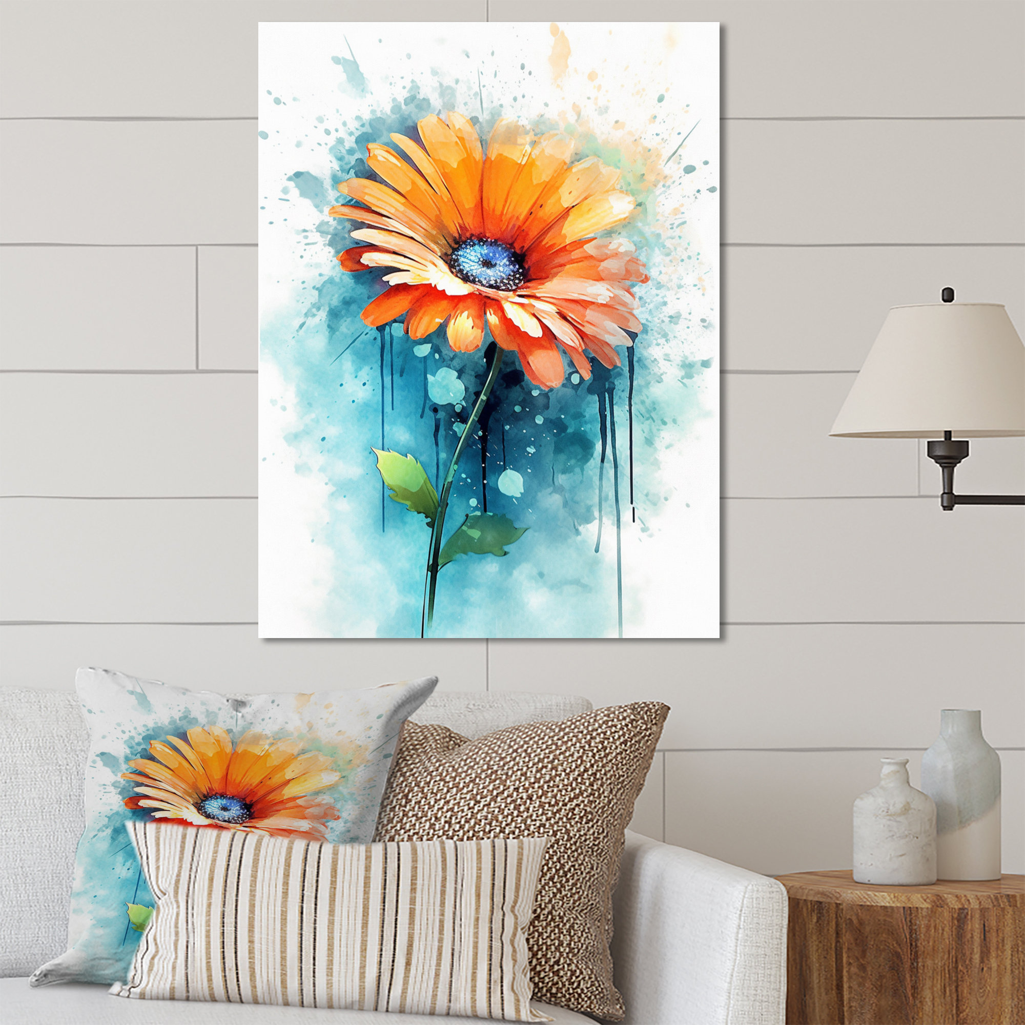 August Grove Orange Teal Daisy Flower Fusion On Metal Print - Wayfair ...