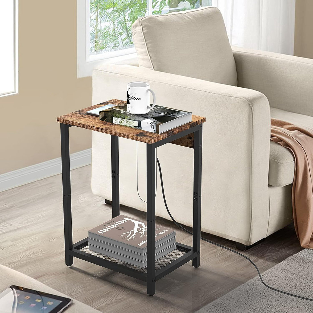 17 Stories End Table and Built-In Outlets | Wayfair