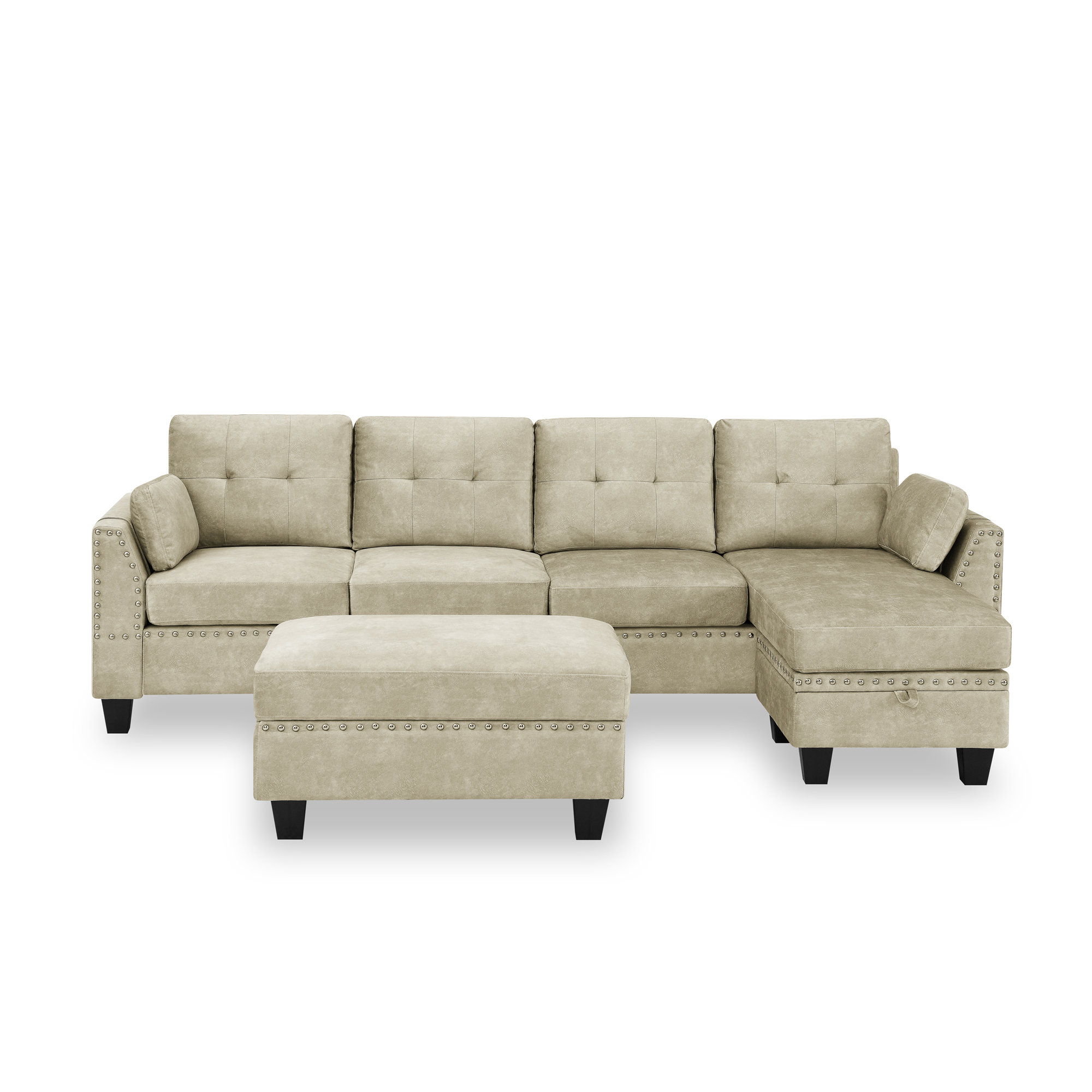 Latitude Run® 3-Seater Sectional Sofa with Double-Sided Footstool ...