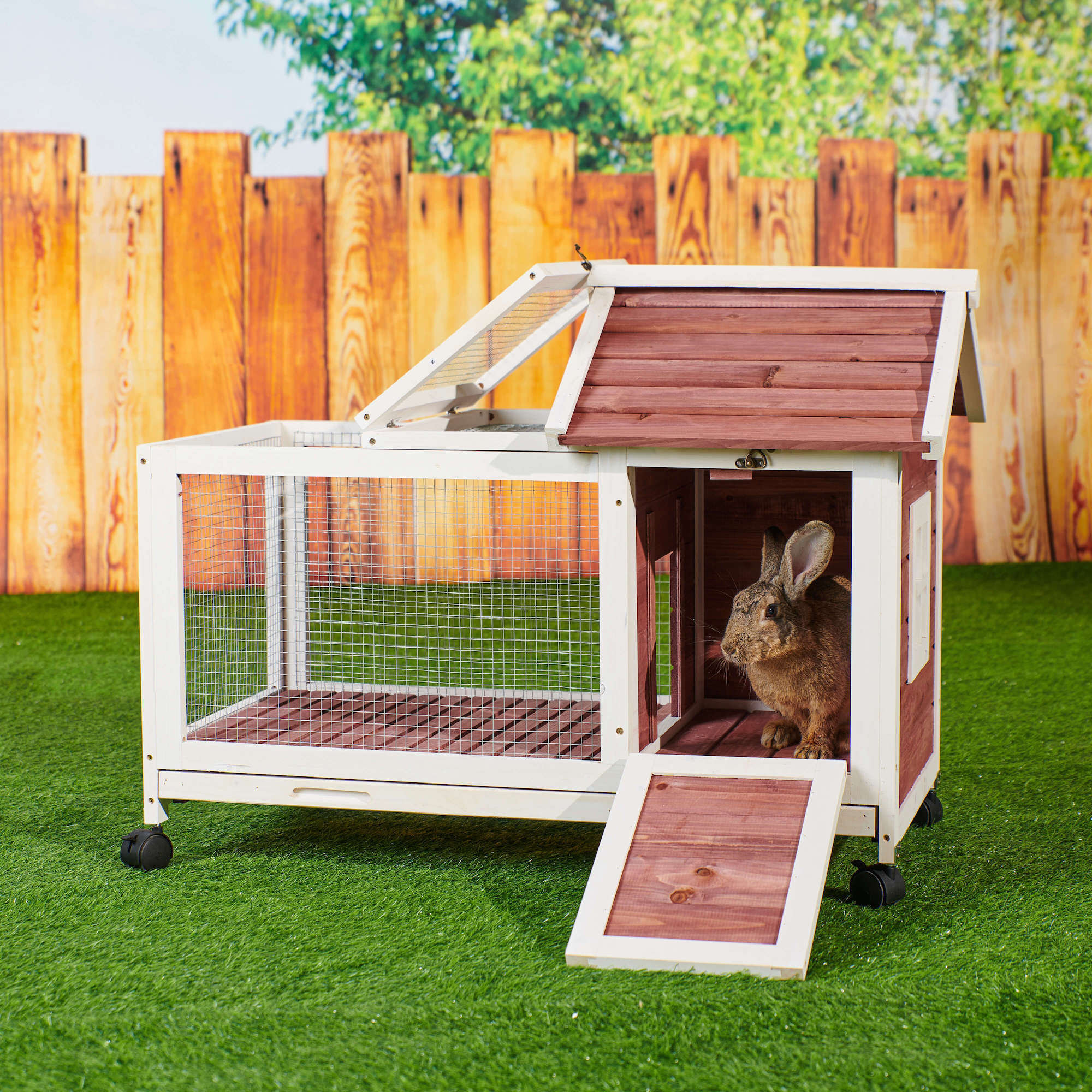Tucker Murphy Pet™ Wooden Rabbit Hutch 40.7" L X 23.4" W X 30" H, Bunny ...