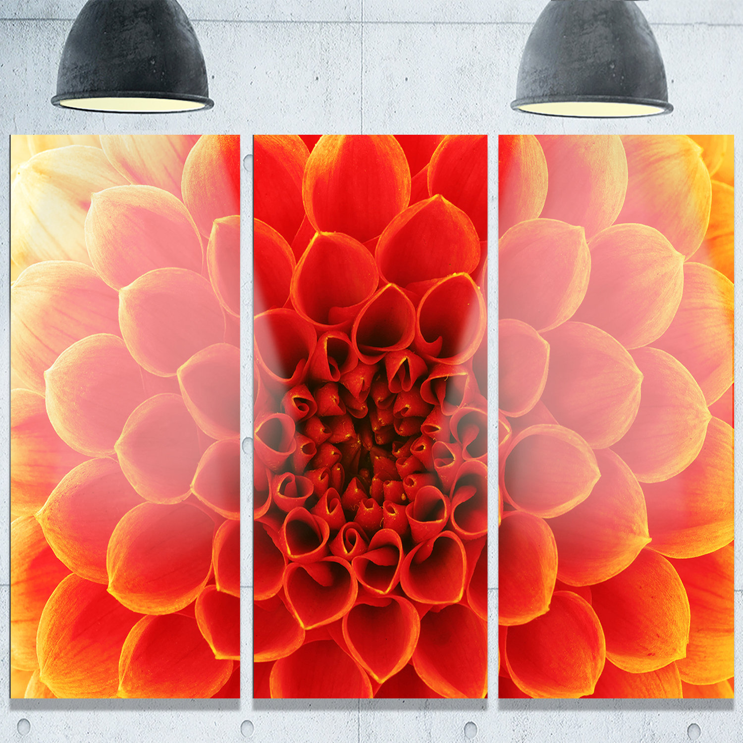 DesignArt " Orange Abstract Flower Petals " 3 - Pieces - Wayfair Canada