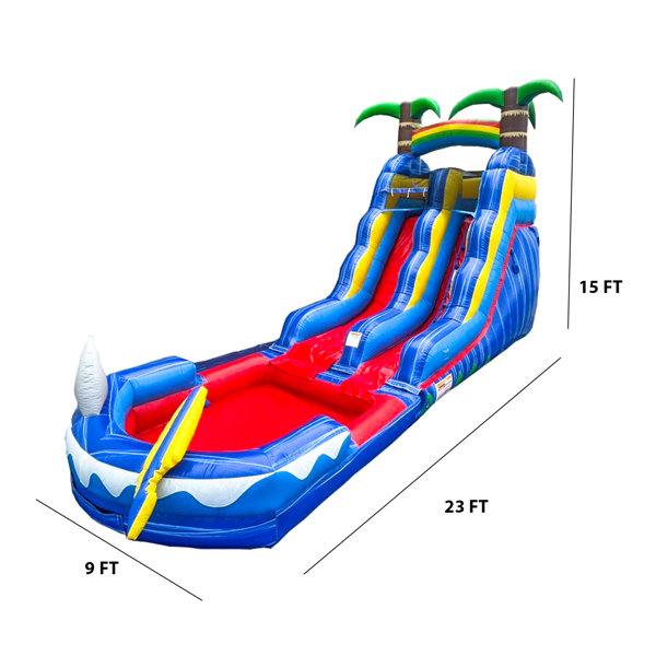 HeroKiddo 15 FT Ocean Shark Commercial Grade Water Slide (with Pool and ...