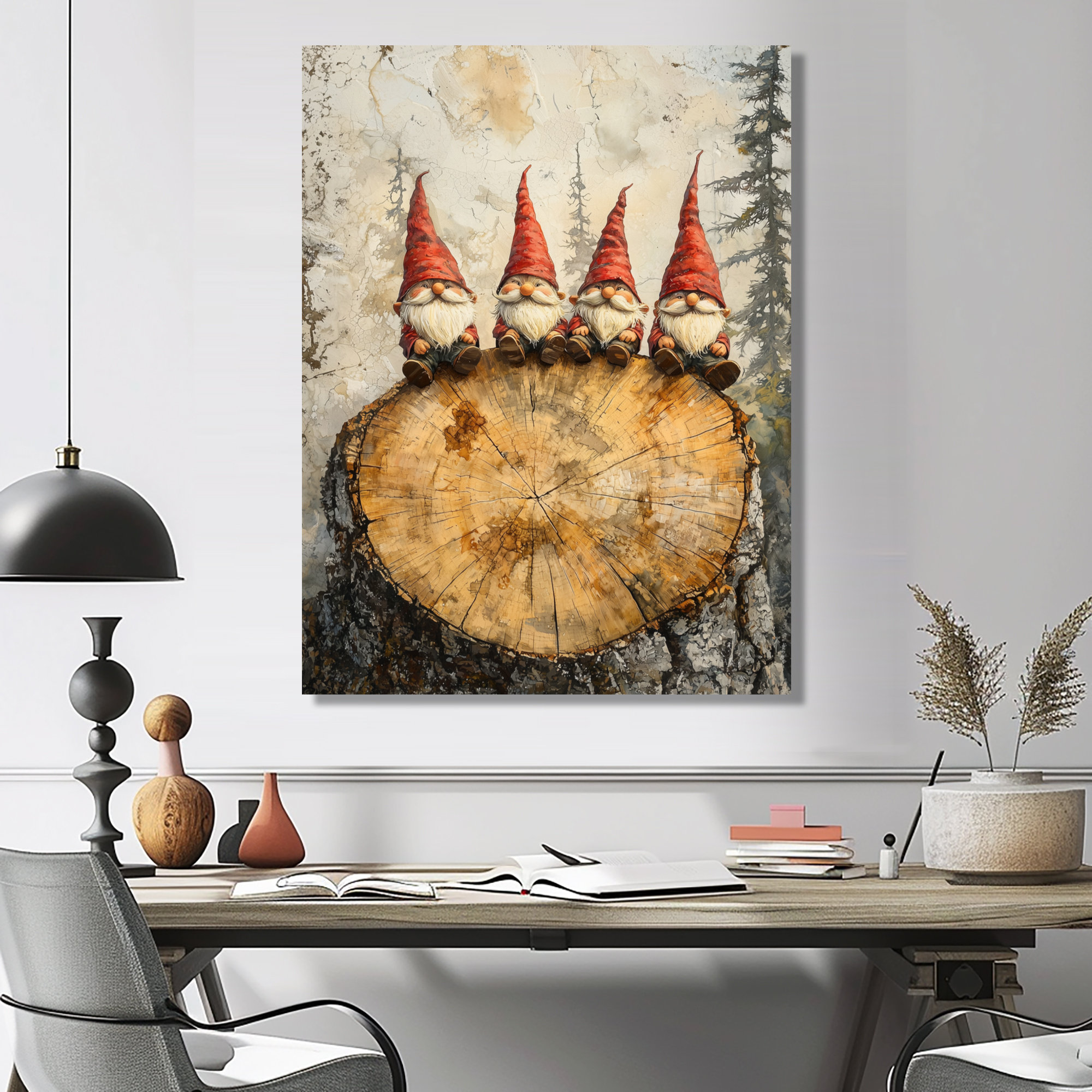 Trinx Gnomes Portrait Family In A Forest I - Modern Metal Art Print ...