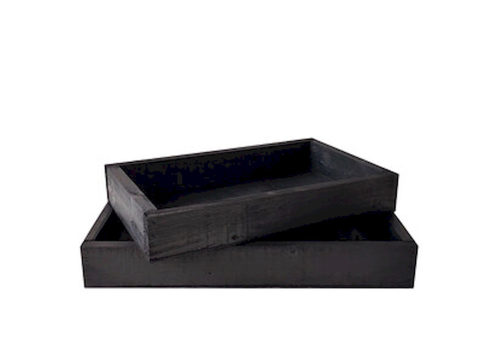 Millwood Pines Set Of 2 Black Wood Trays - Wayfair Canada