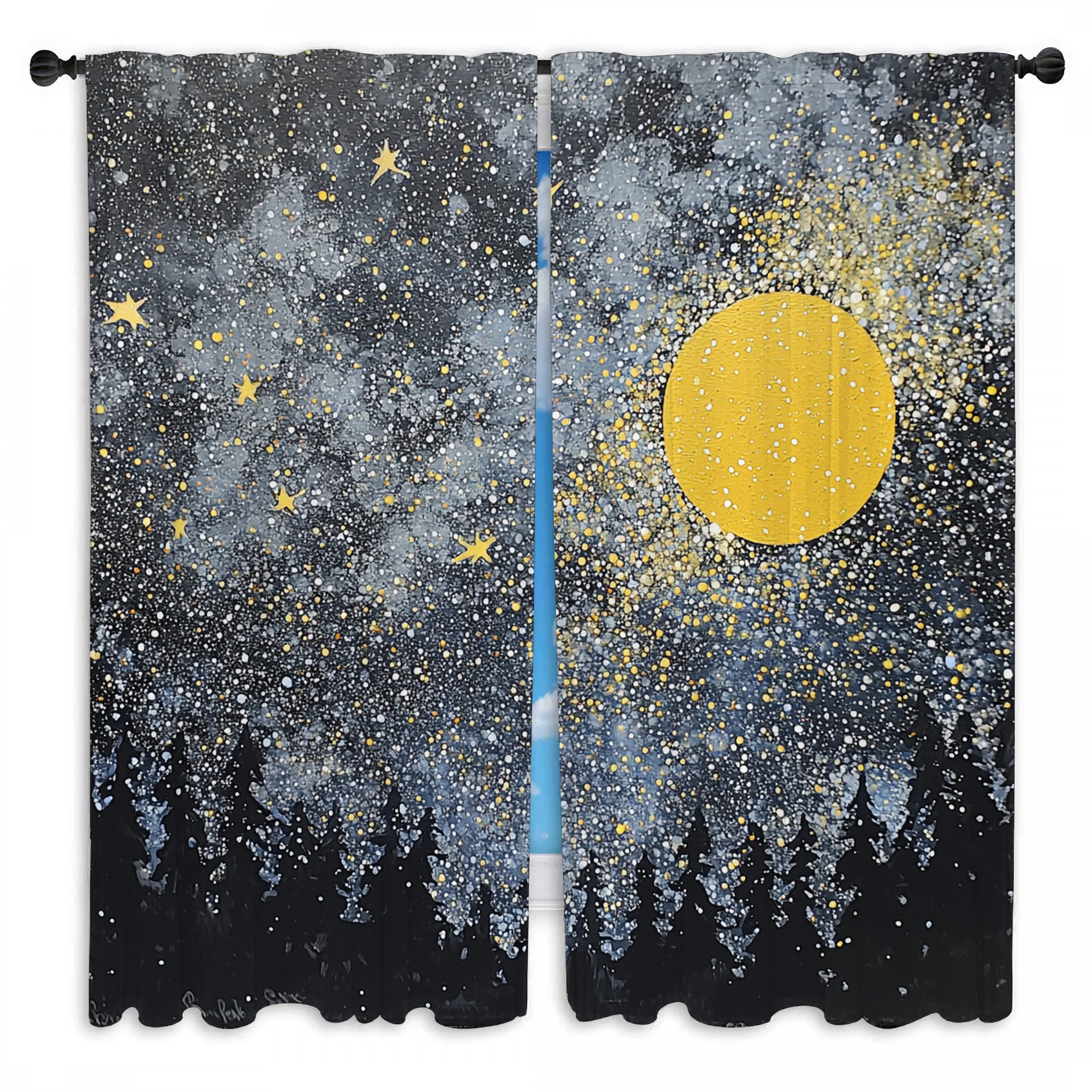 Dakota Fields Starry Night Window Curtains Nightscape Traditional ...
