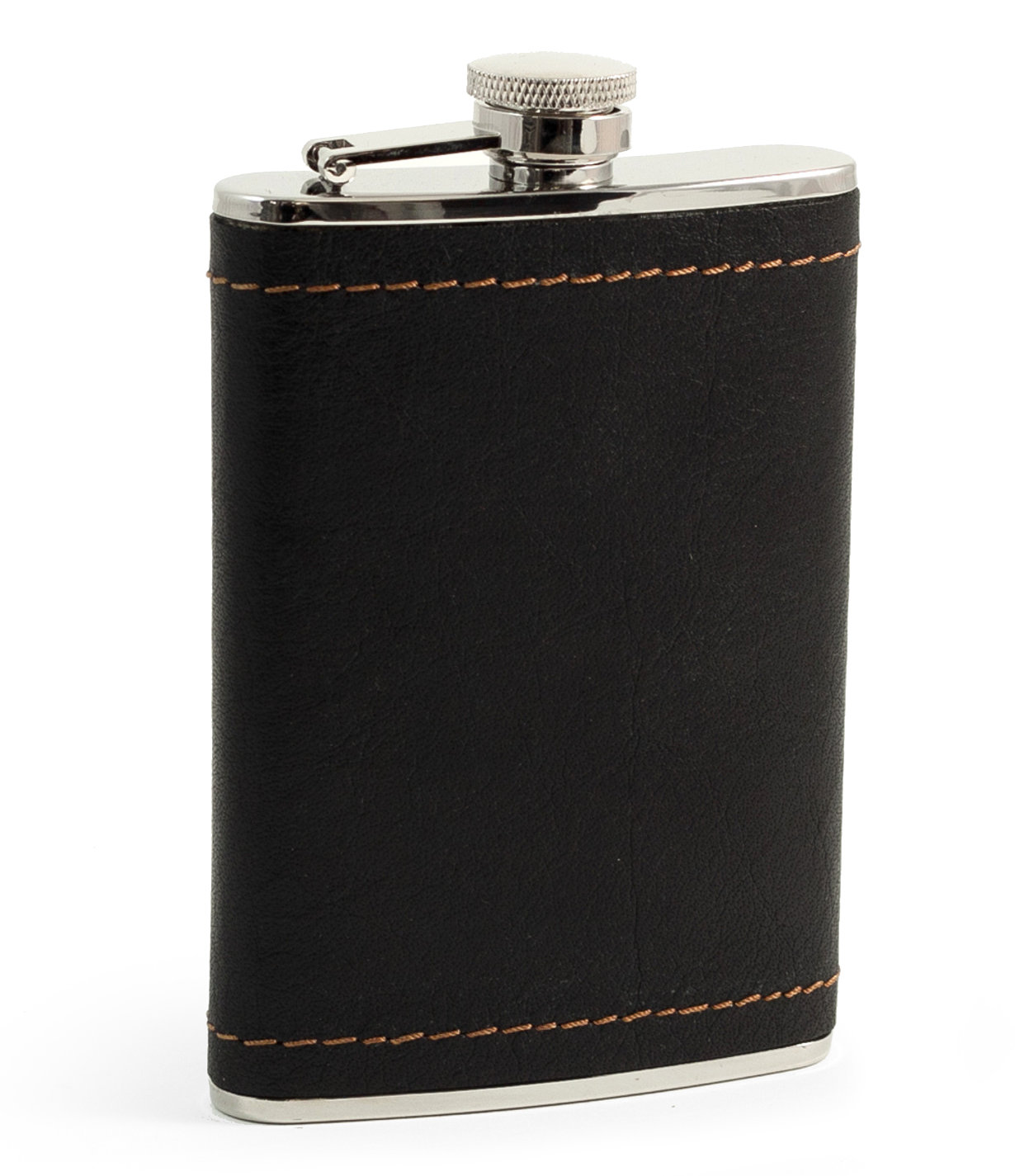 Symple Stuff Burholme 8 oz Stainless Steel Leather & Mustard Stitch ...