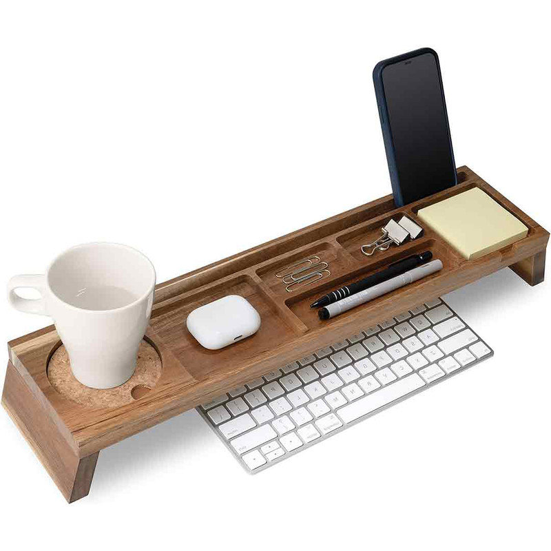 Loon Peak® Natural Wood Desk Organizer - Multi-Compartment Wooden ...