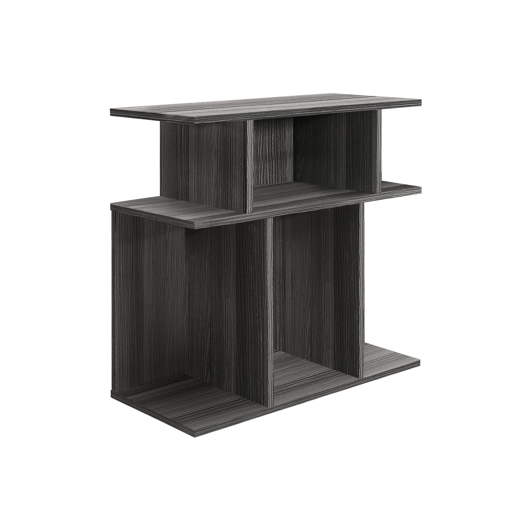 Ebern Designs Modern Living Room Accent Table With 6 Shelves In Elegant Grey Shade Open Display ...