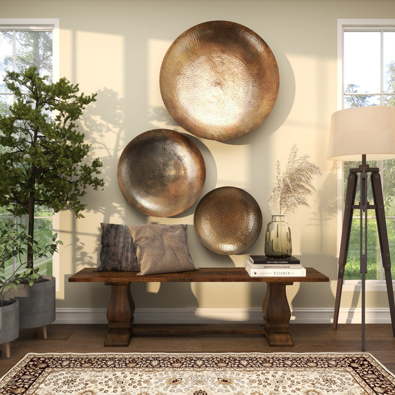 Langley Street® Metal Large Metallic Disk Plate Home Wall Decor ...