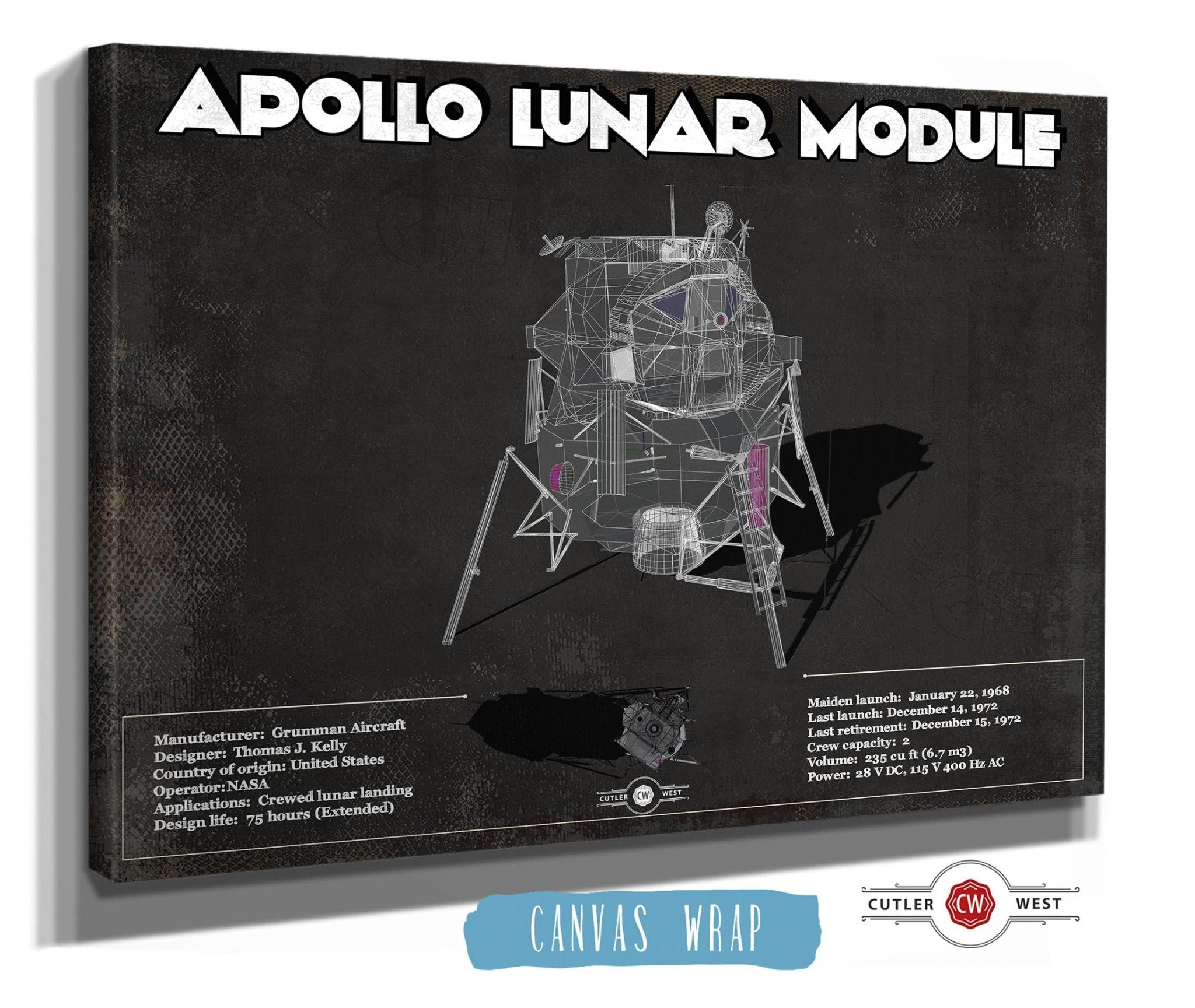 Cutler West Apollo Lunar Module (LEM) NASA Aviation Blueprint Print ...