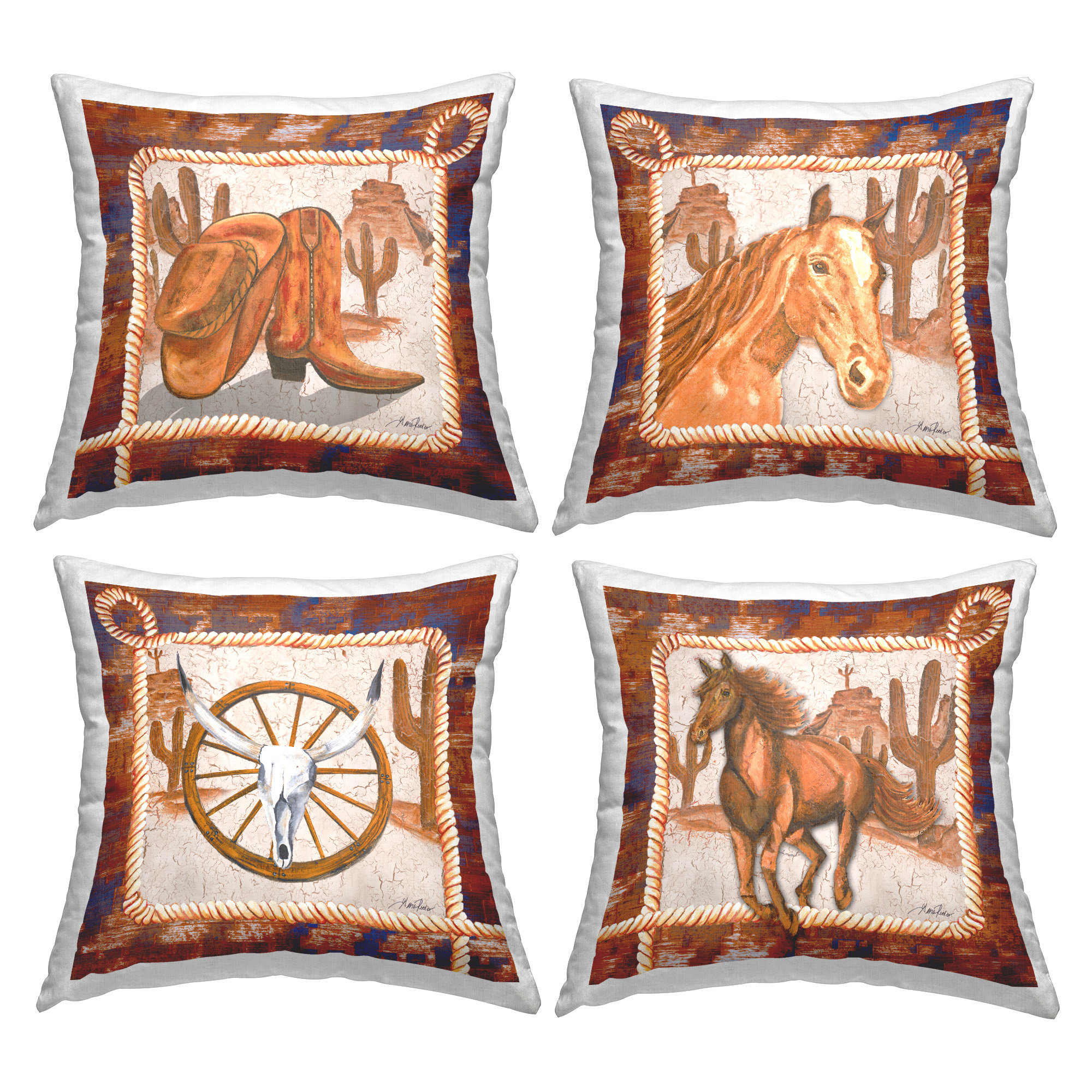 Stupell Industries Western Rodeo Scenes Decorative Printed Throw Pillow ...