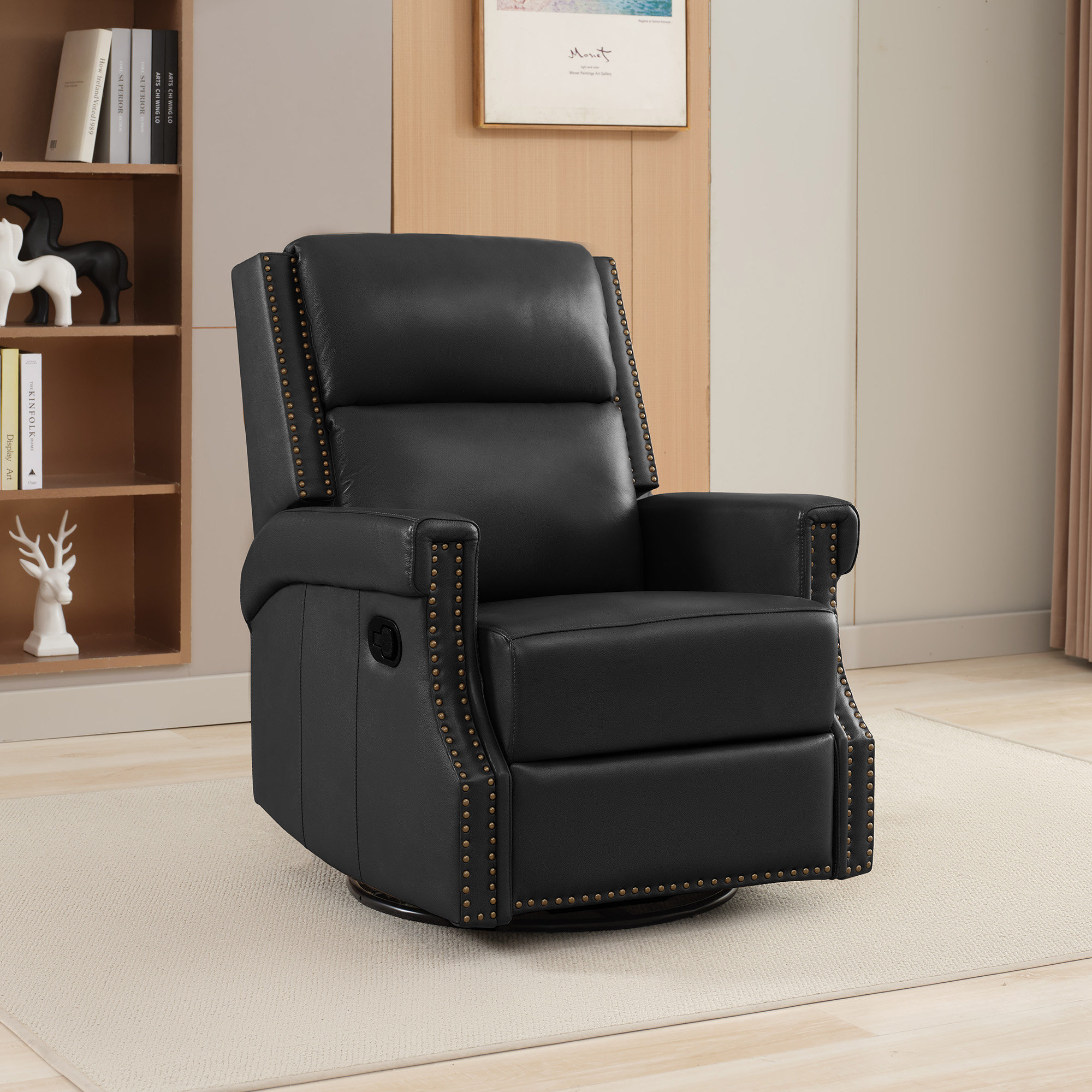 Lark Manor™ Genuine Leather Swivel Rocking Recliner & Reviews | Wayfair