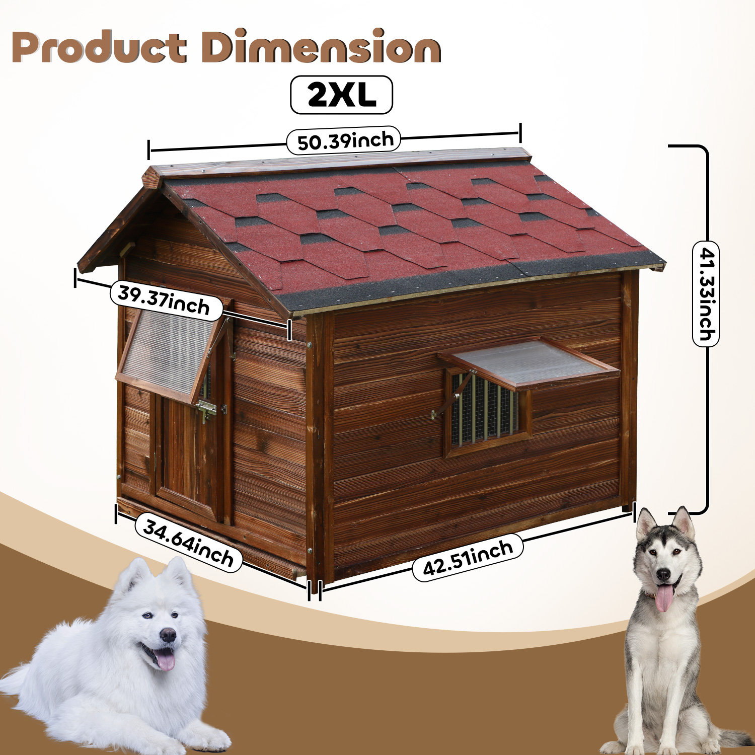KZLAA Extra Large Dog House Outdoor for Large Breed Dogs,Weatherproof ...