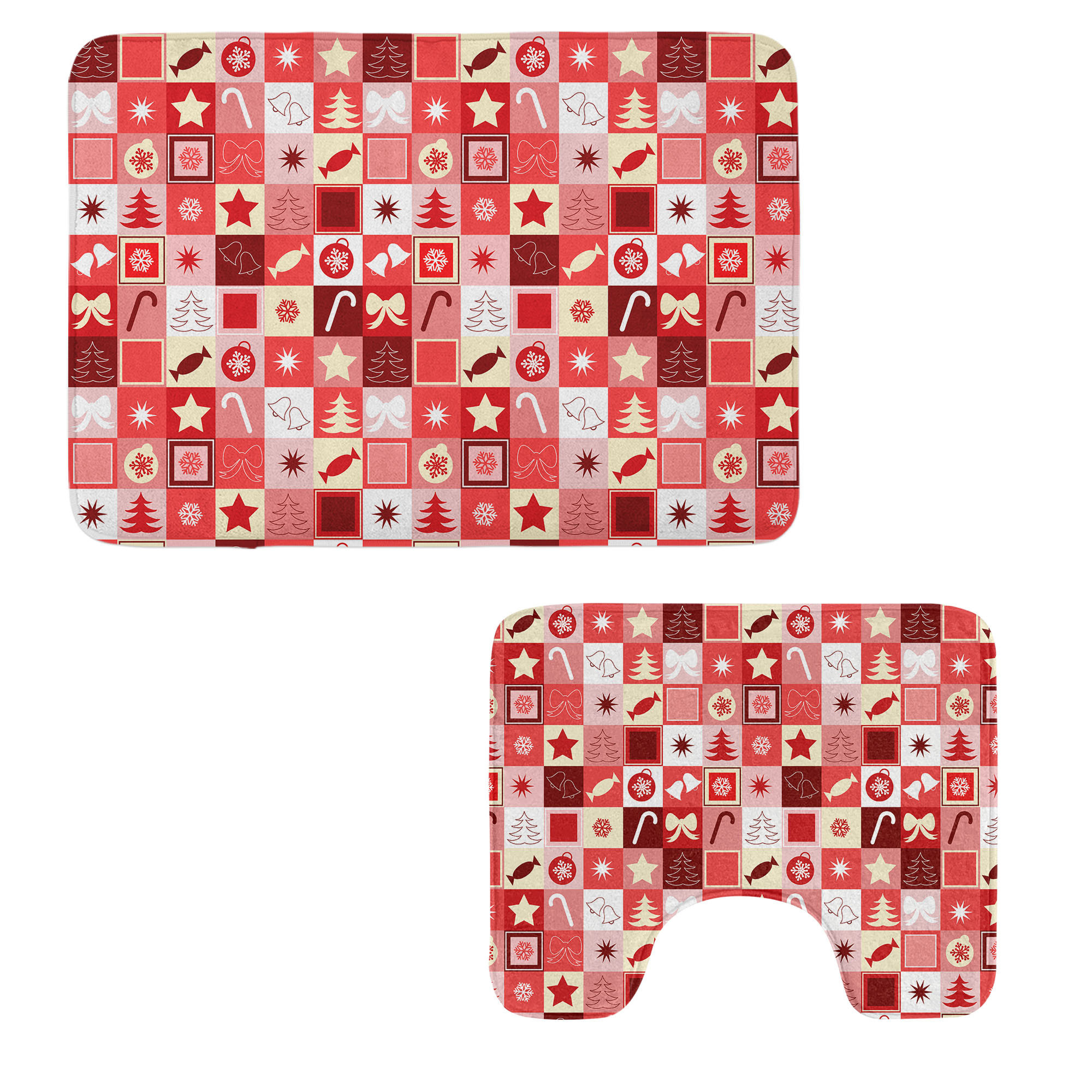 The Holiday Aisle® Christmas Bathroom Rug Set 2 Pieces Rectangle ...