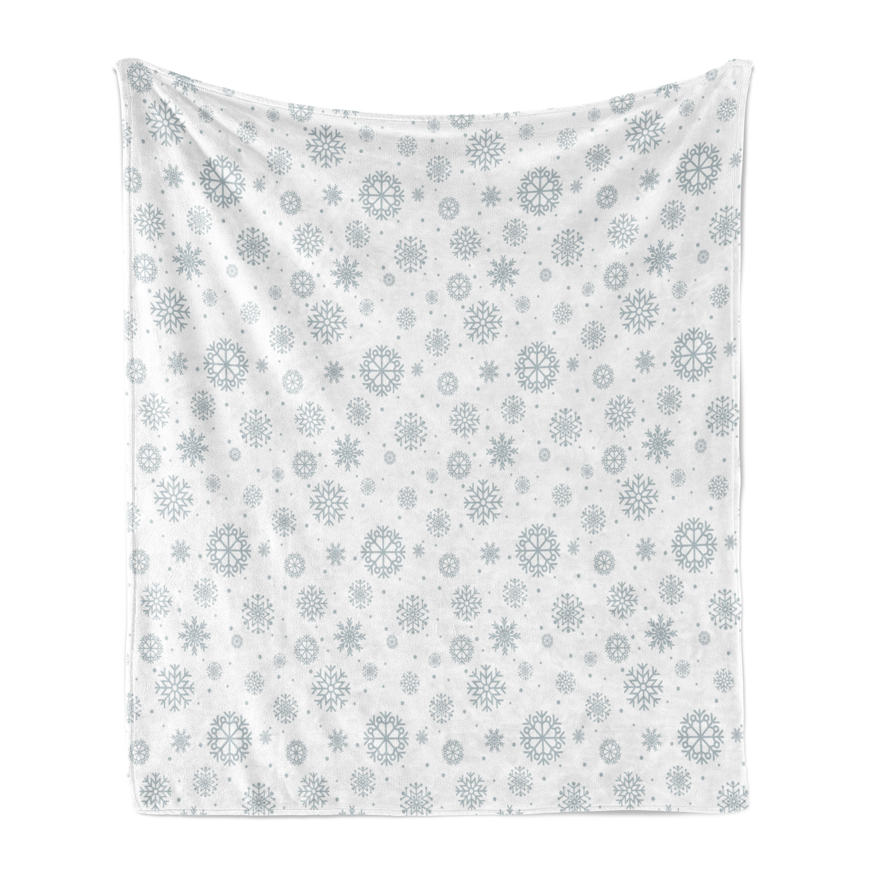 Ambesonne Snowflake Fleece Throw Blanket Winter Motif Doodle Pale Grey ...