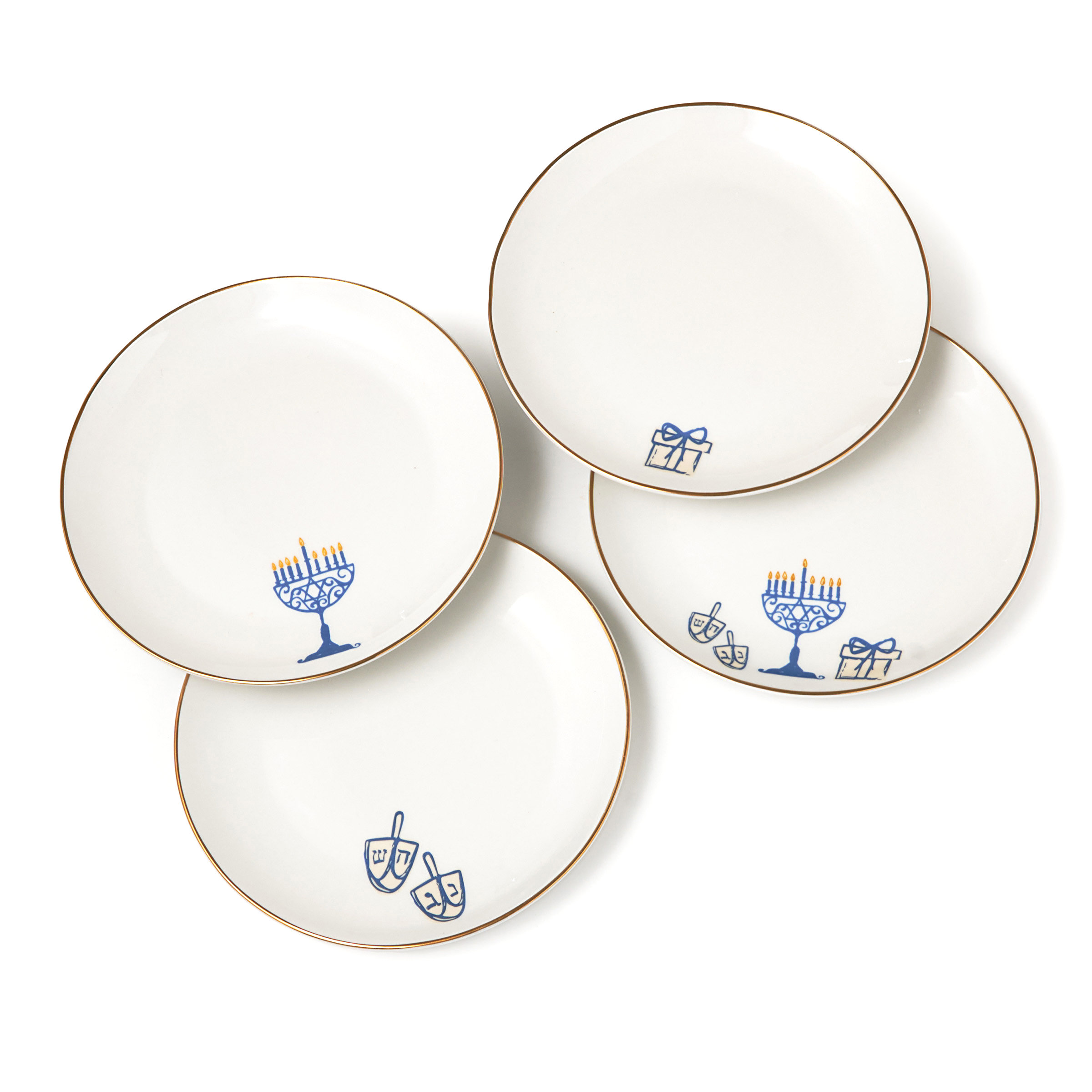 Godinger Silver Art Co Hanukkah Love & Light Gold Rim Appetizer Plate ...