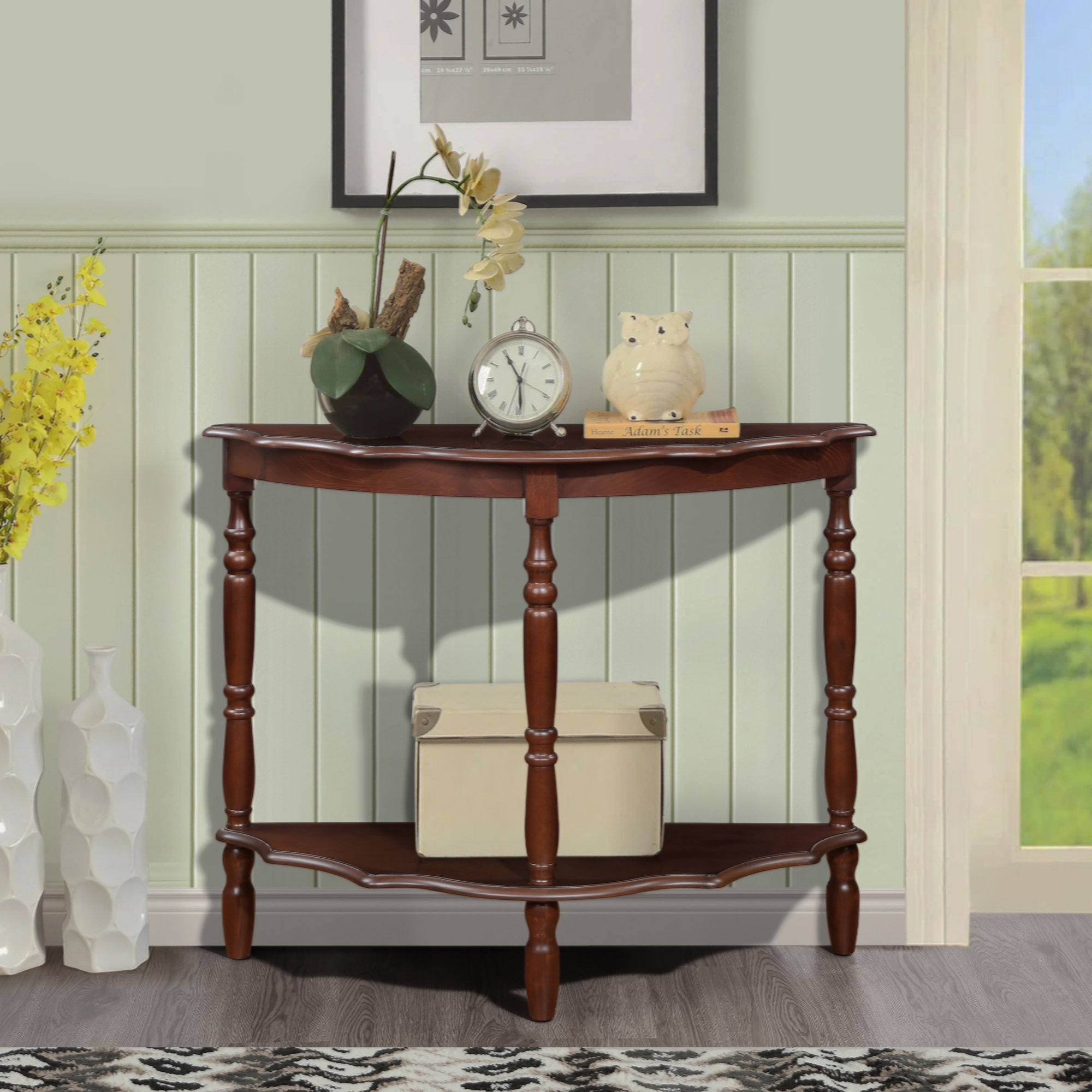 Alcott Hill 42'' Retro Circular Curved Half-Moon Console Table With ...