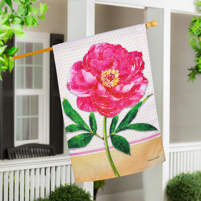 Arlmont & Co. Floral Stems Burlap House Flag | Wayfair