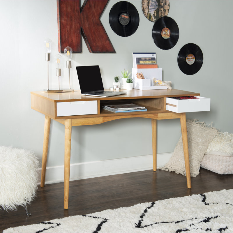 Mercury Row® Teen Aaron Two Drawer Mid-Century Modern Open Shelf Wooden ...