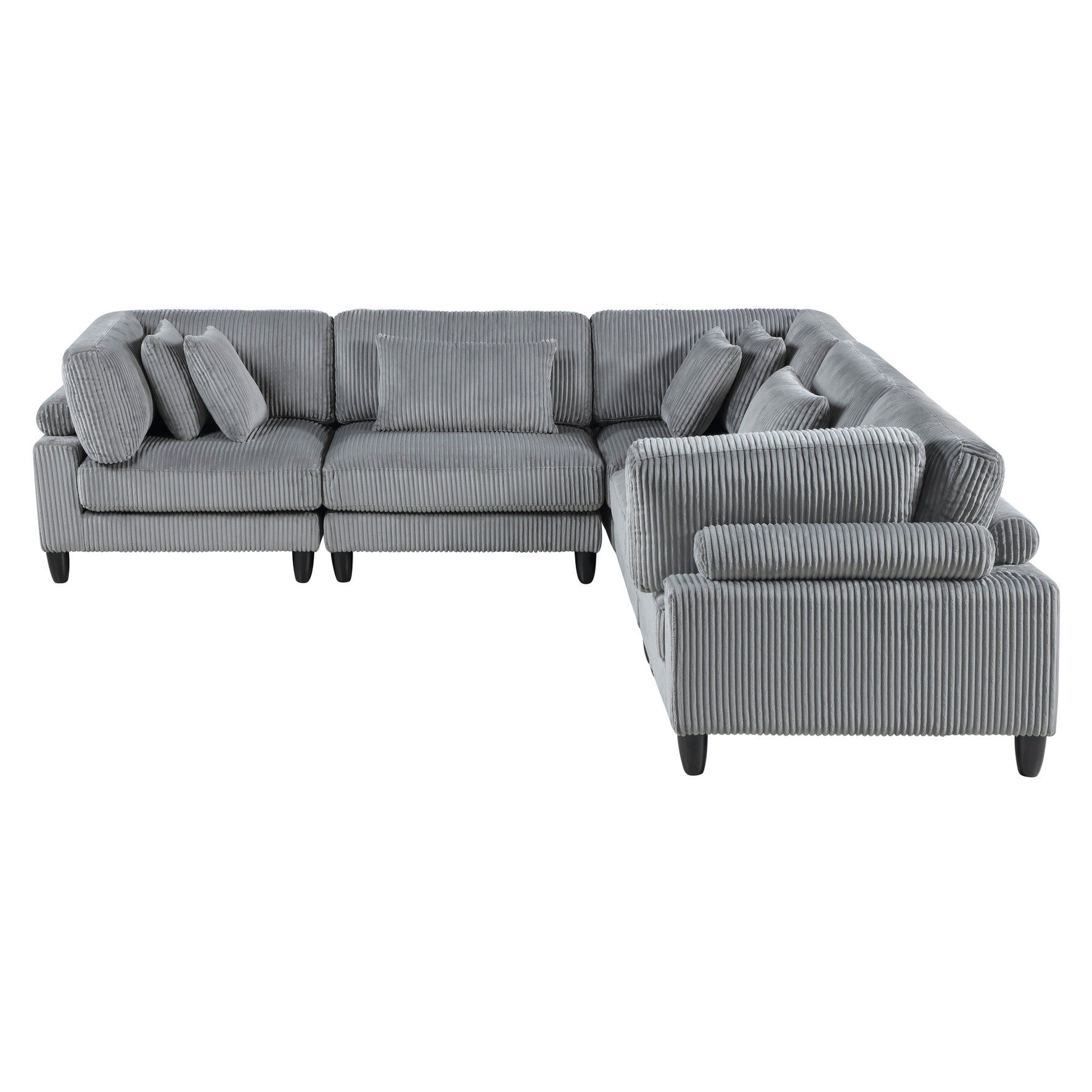 Everly Quinn 5 Modular Sectional In Gray Corduroy, 2 Armless Chairs & 3 ...
