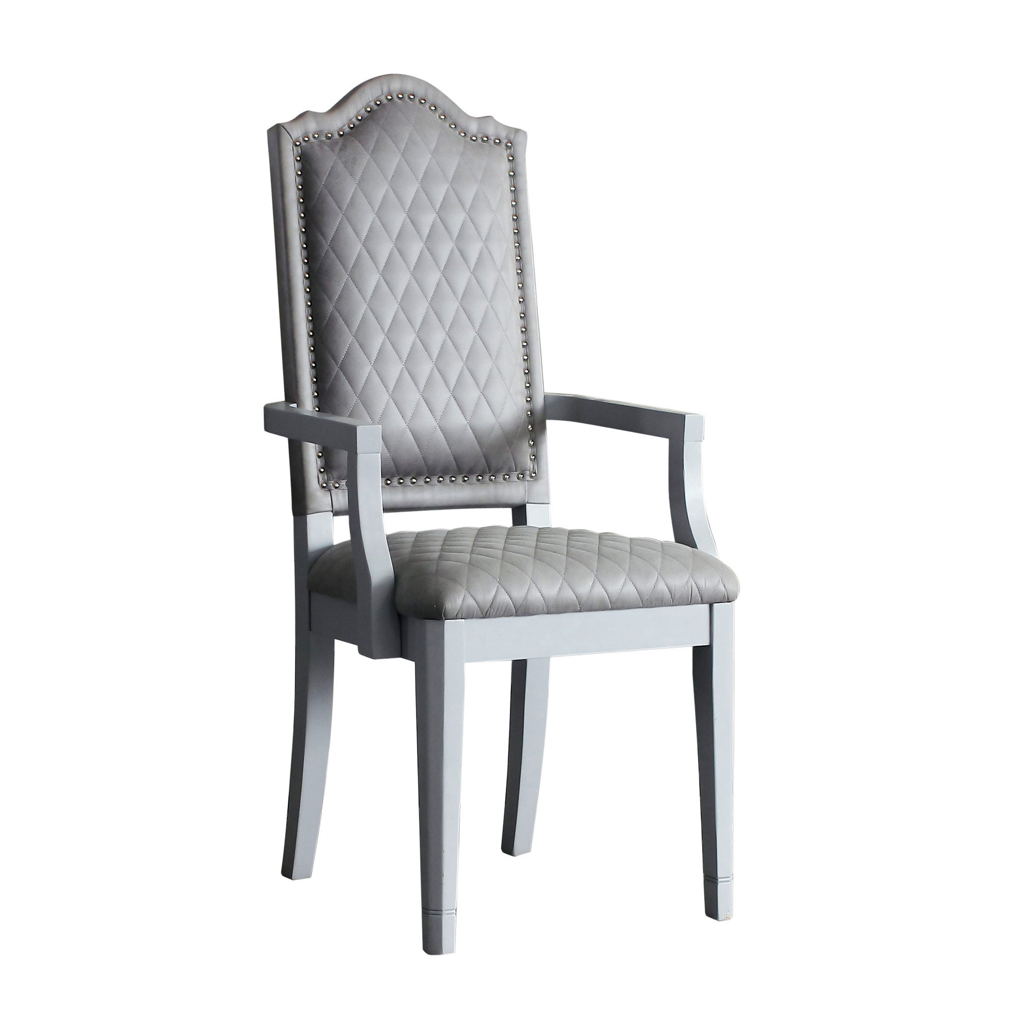 Wildon Home® Two Tone Grey And Pearl Grey Upholstered Back Arm Chairs (Set Of 2),Upholstered ...