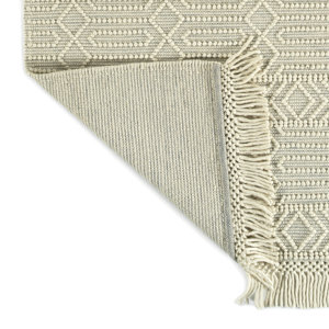 Dakota Fields Geometric Handmade Flatweave Wool Ivory Area Rug | Wayfair